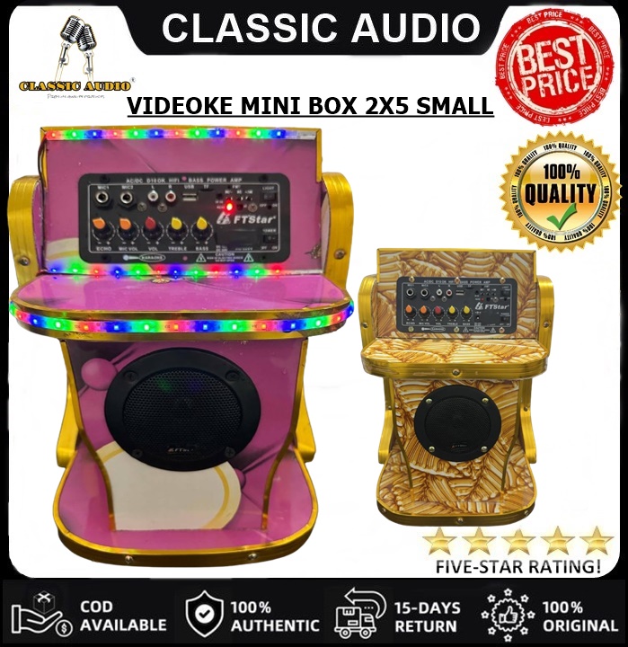 VIDEOKE MINI BOX 2X5 SMALL W/ACC CLASSIC AUDIO (ORIGINAL) ( WOODEN BOX ...