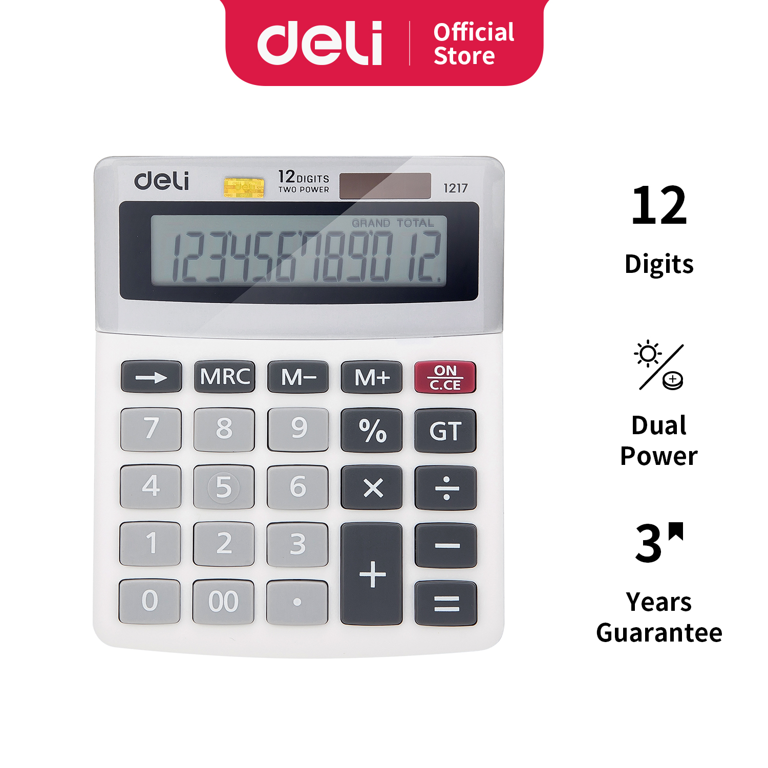 Deli Calculator 12 Digits Desktop Basic WHITE E1217 | Lazada PH