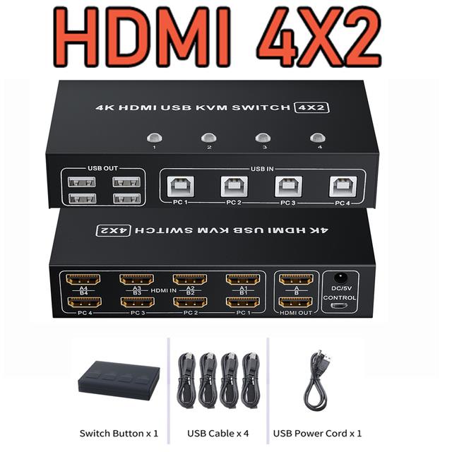 【hot】 Displayport KVM dual monitor 4X2 2X2 USB Switcher | Lazada PH