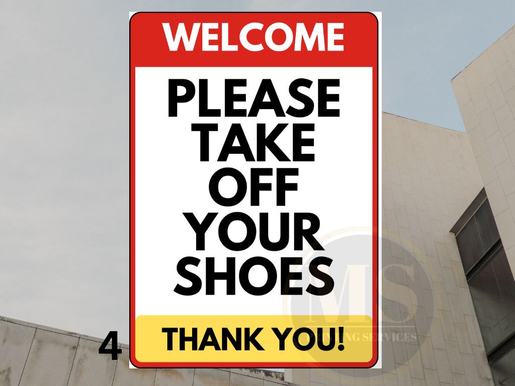 Remove Shoes Signage 3 (Laminated Signage and Waterproof Vinyl Sticker ...