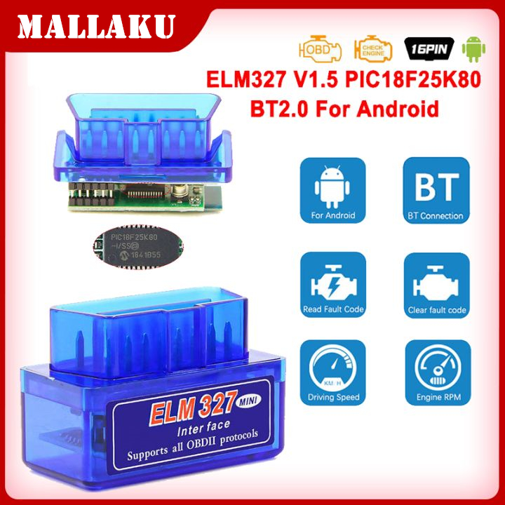 MALLAKU Chip Super Mini ELM327 V1.5 Bluetooth Double Board OBD2 ...