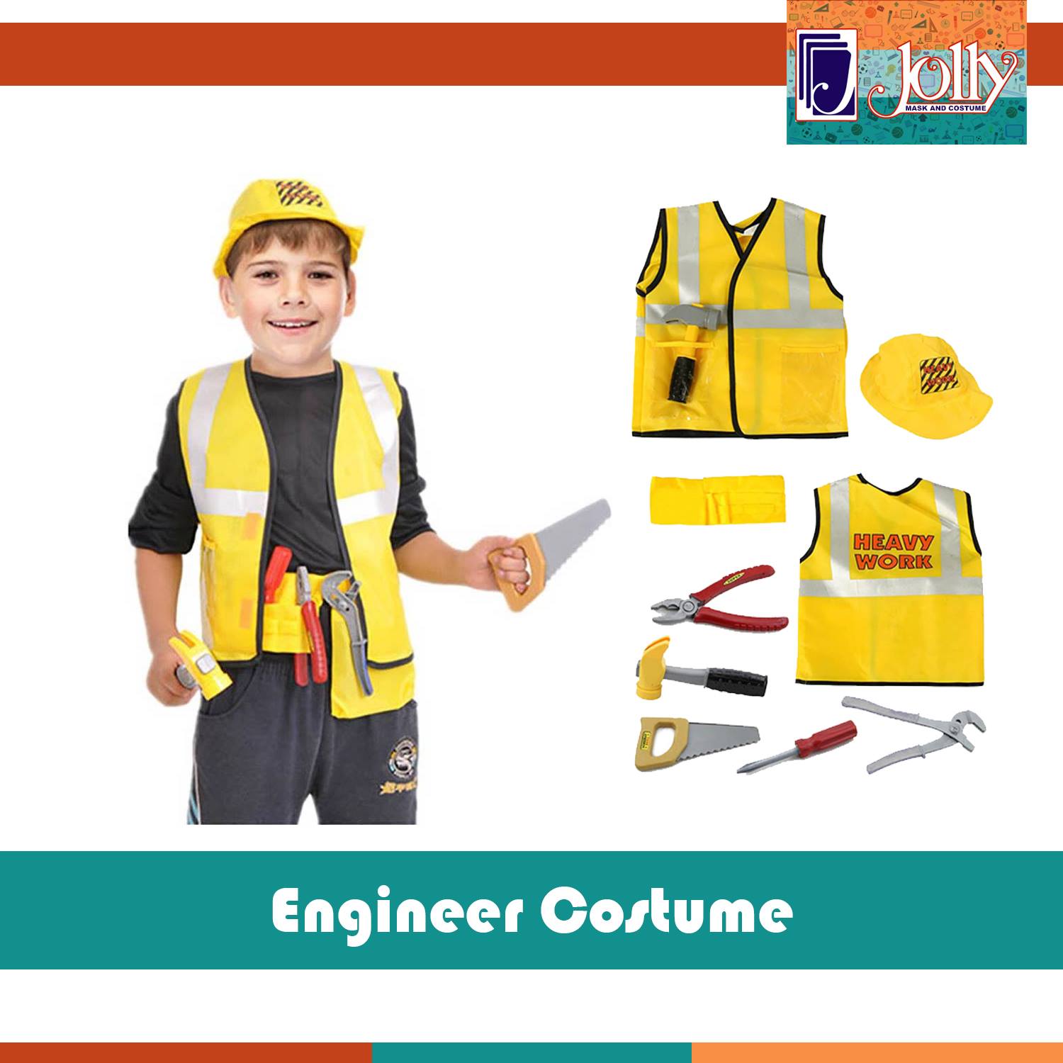 Career Costume Engineer - Free Size Engineer Costume with tools - 14 x ...