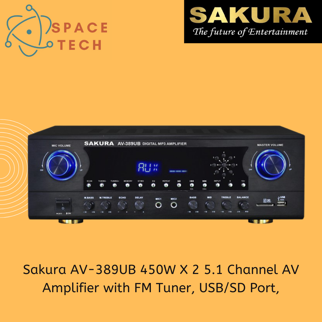 Sakura AV-389UB 450W X 2 5.1 Channel AV Amplifier with FM Tuner, USB/SD ...