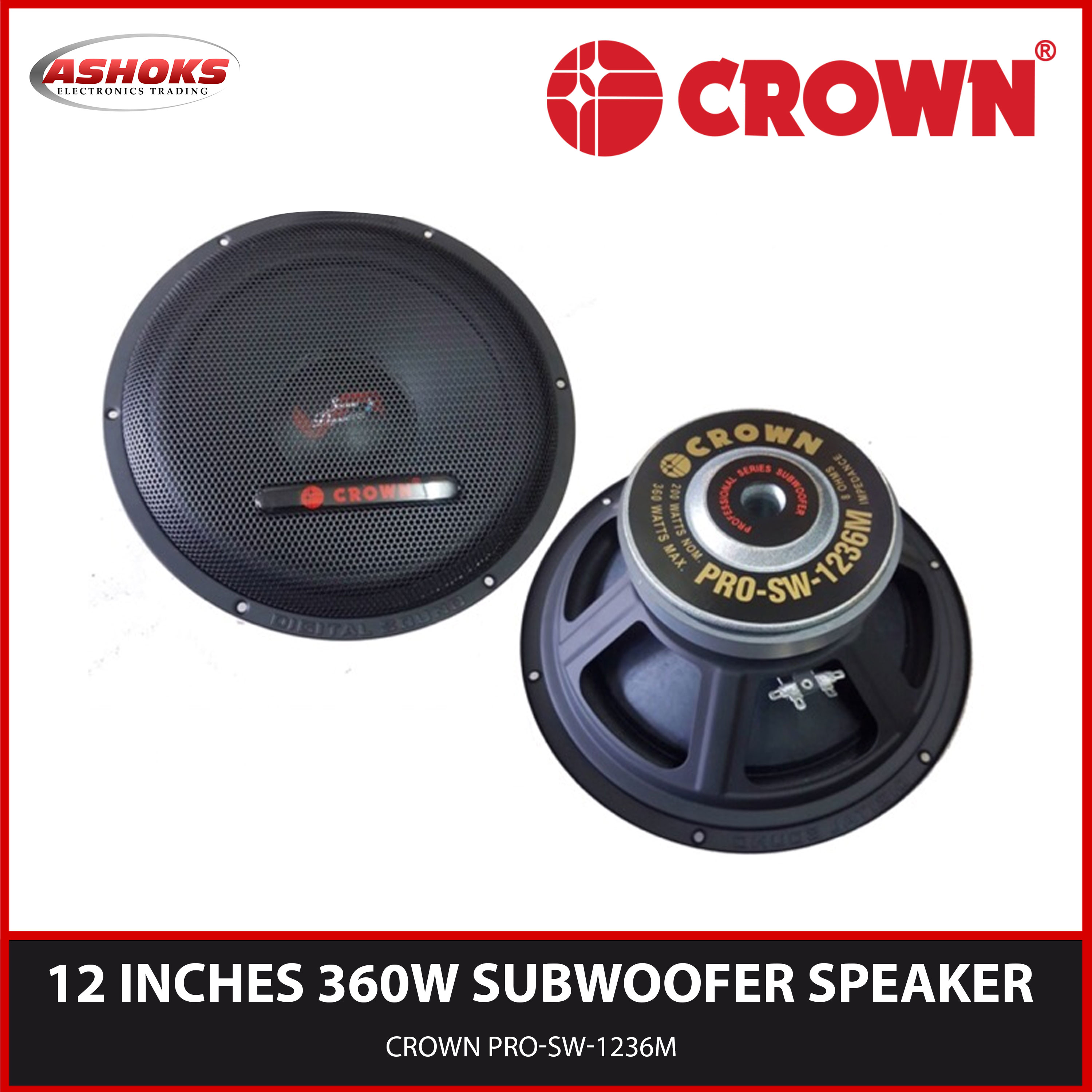 Crown Pro-SW-1236M / Subwoofer Speaker 12 inches 360W / Crown | Lazada PH