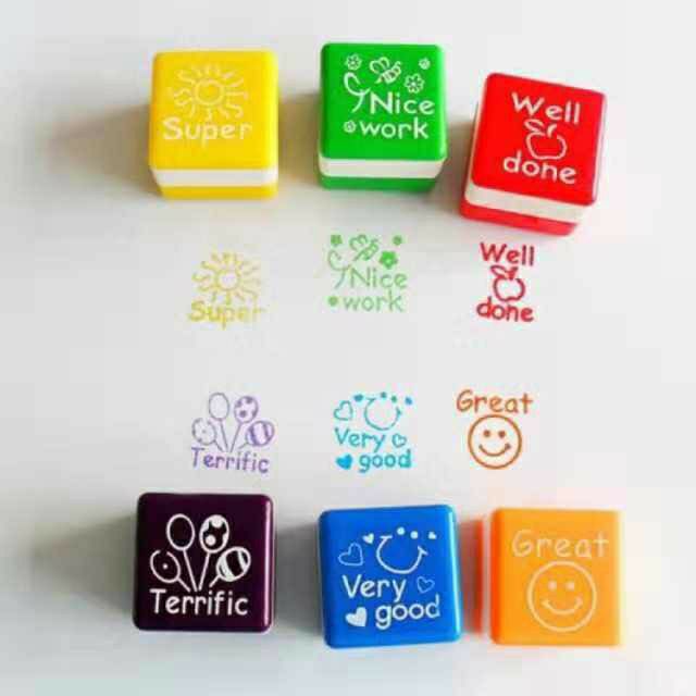 6pcs Funny Encourage Stamp Great Very Good Well Done Teacher Square ...