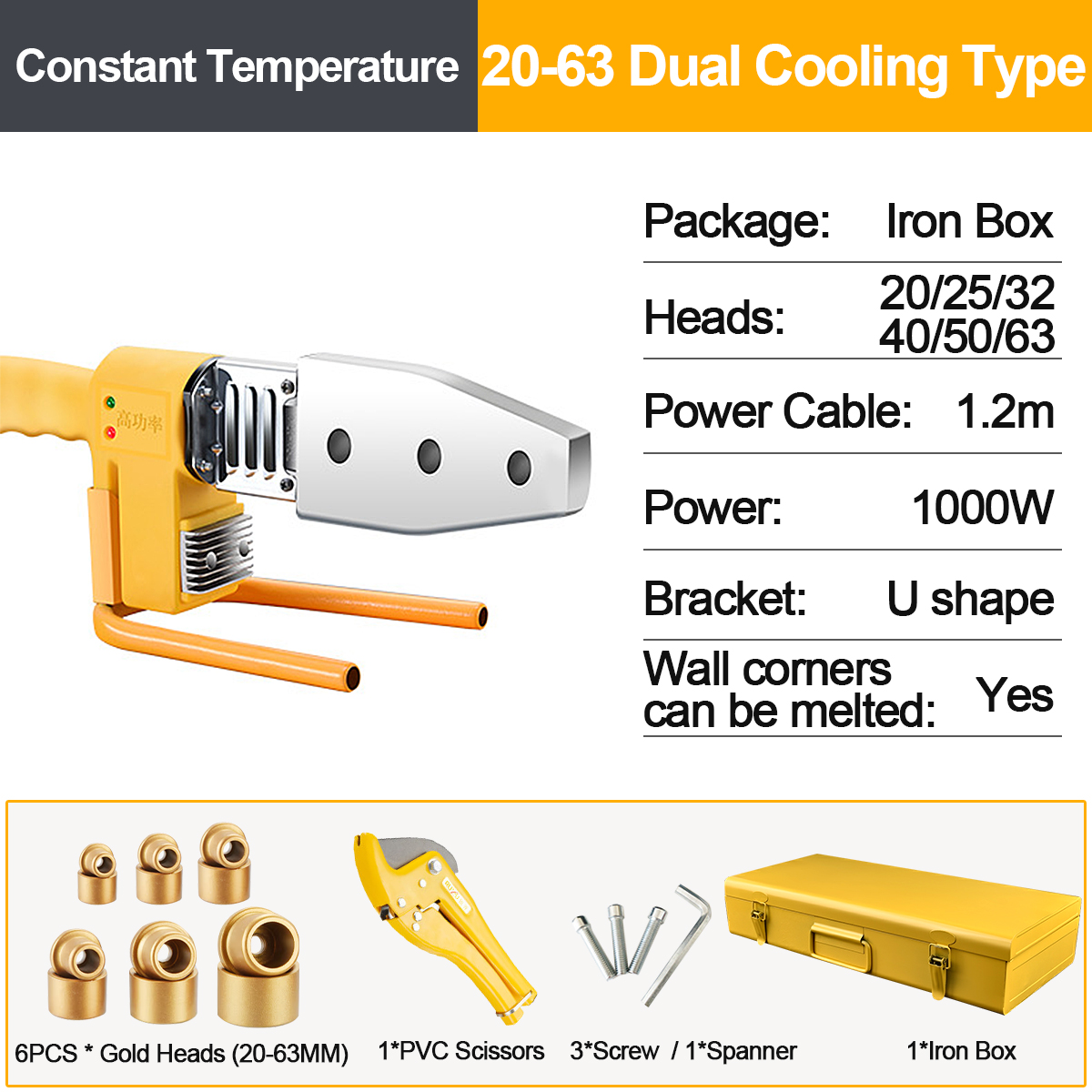 【With Free PPR Cutter+Iron Case】800W 1000W Big-Tree PPR Fusion Machine ...