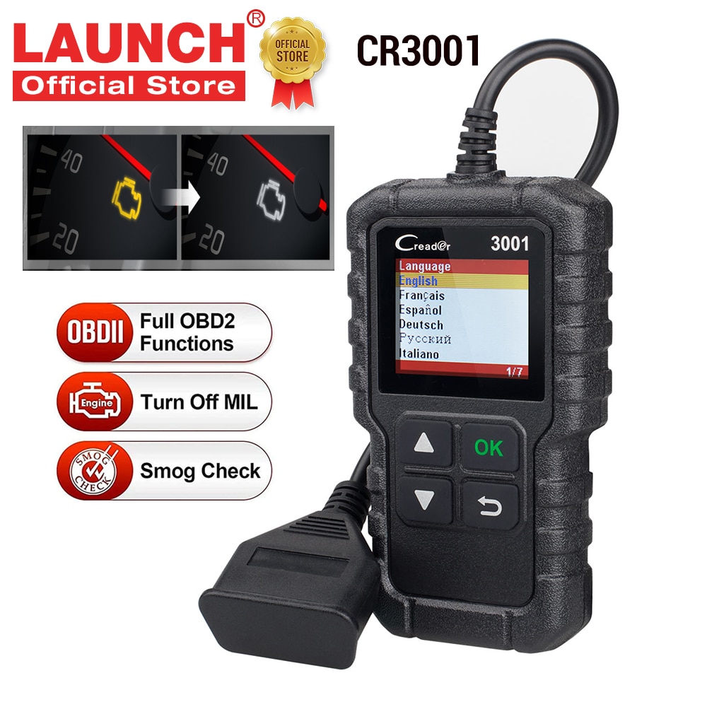LAUNCH OBD2 Scanner X431 CR3001 Check Engine Full OBDII Functions Car ...