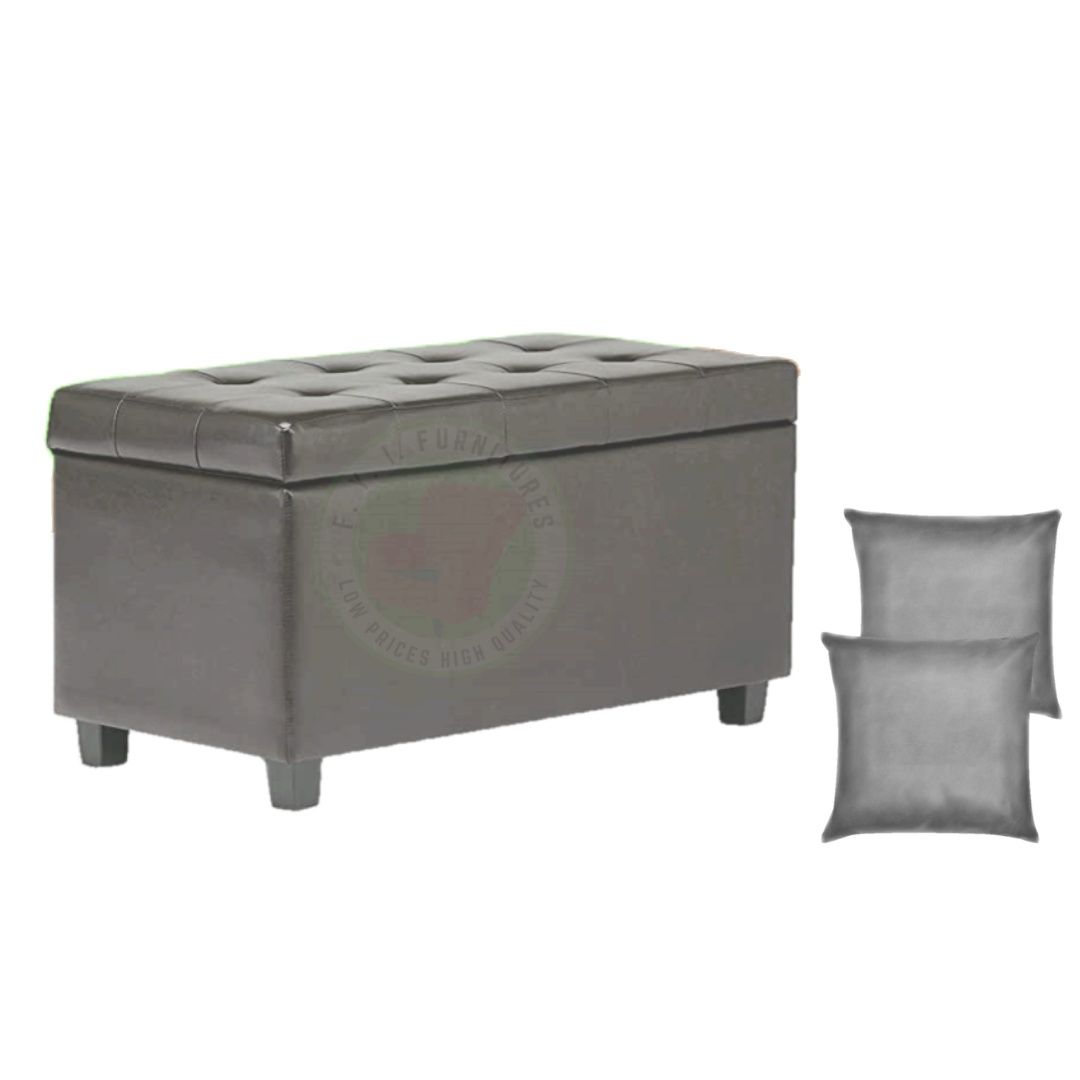 Storage Ottoman divan chair 2 seater shape LEATHER type finish FYI ...
