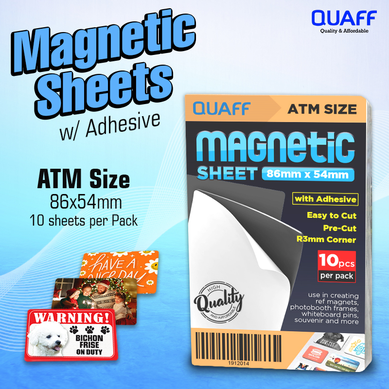 FMP QUAFF Magnetic Sheet with Adhesive and NON- Adhesive ATM Size for DIY Ref Magnet 86by54mm ...
