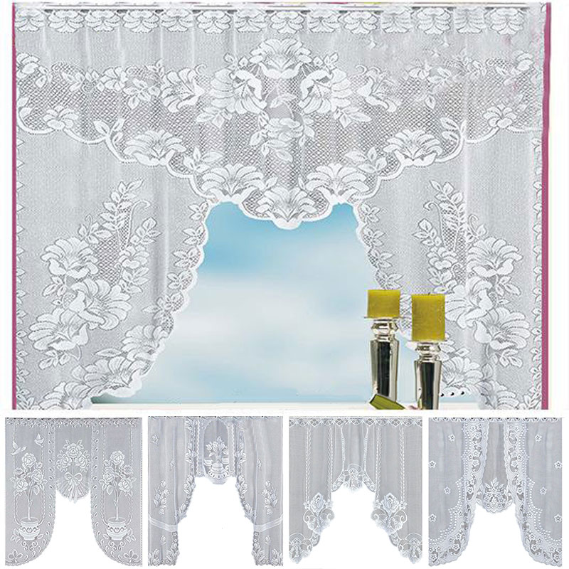 n57h 1Pcs Vintage Style Window Scarf Warp Knitted Lace Coffee Curtain ...