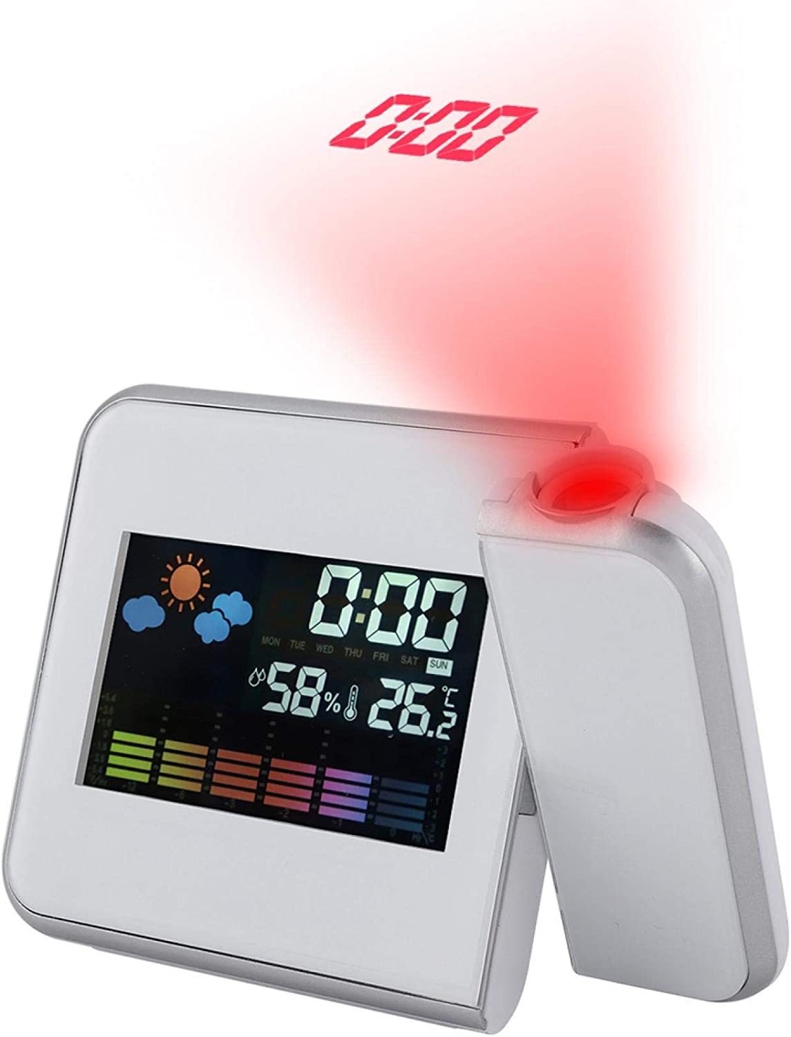 JNL Smart LED Digital Projector Calendar Alarm Clock Table Display DZZ ...