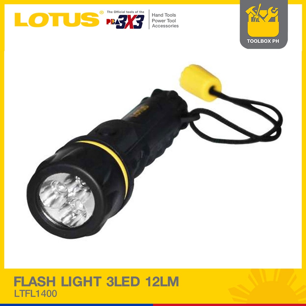 Lotus Toolbox | Flashlight 3LED 12LM (Black) LTFL1400 - Light SourcezeY ...