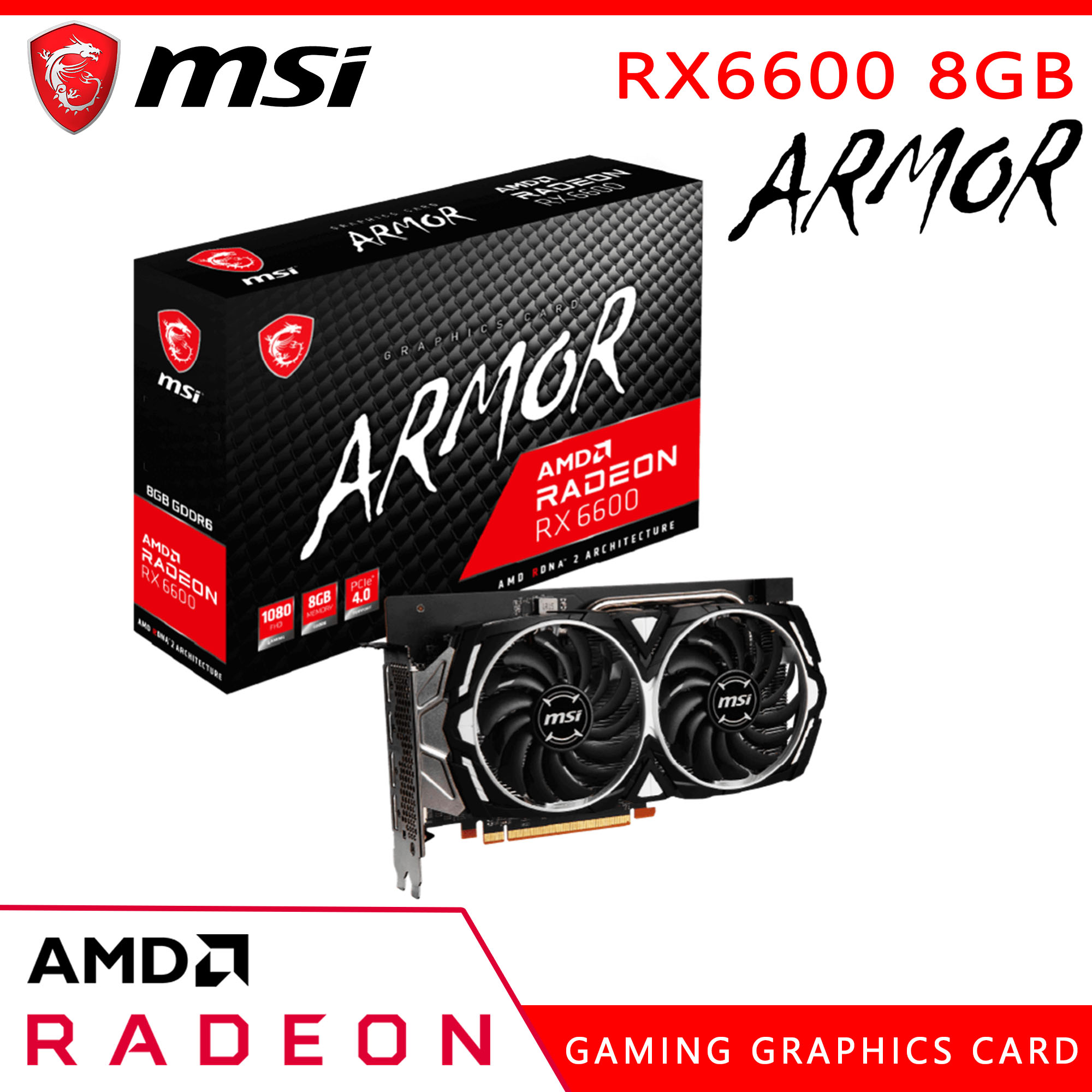 MSI RX6600 ARMOR 8GB GDDR6 | MSI MECH 2X AMD Radeon RX 6600 8GB GDDR6 ...