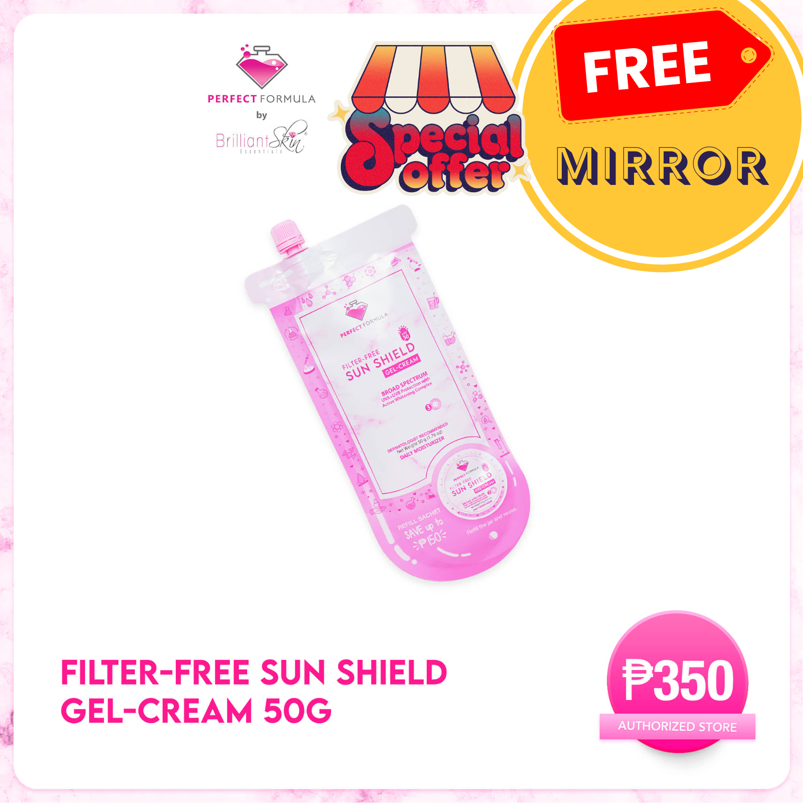 AUTHORIZED SELLER- PERFECT FORMULA/FILTER-FREE SUN SHIELD GEL CREAM SPF ...