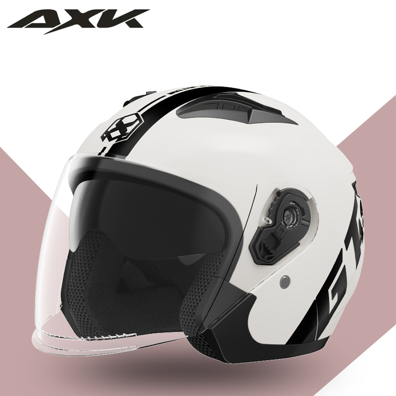 AXK Half Face Motorcycle Helmet HD Sunvisor Dual Mirror Unisex 55-62cm ...
