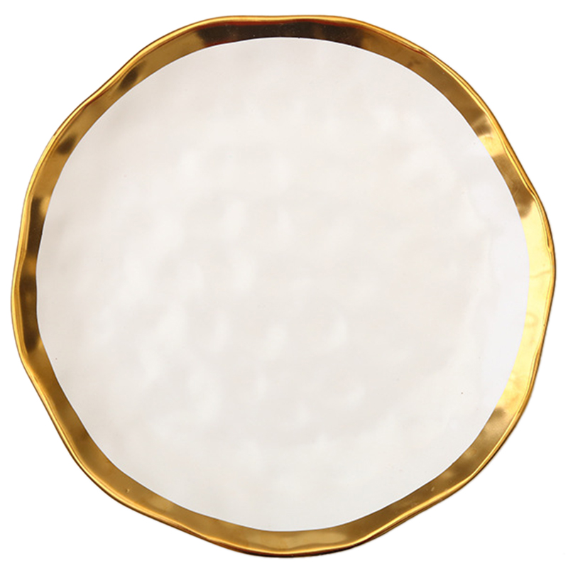 Ceramic Dinner Plate Gold Inlay Snack Dishes Luxury Gold Edges Plate ...
