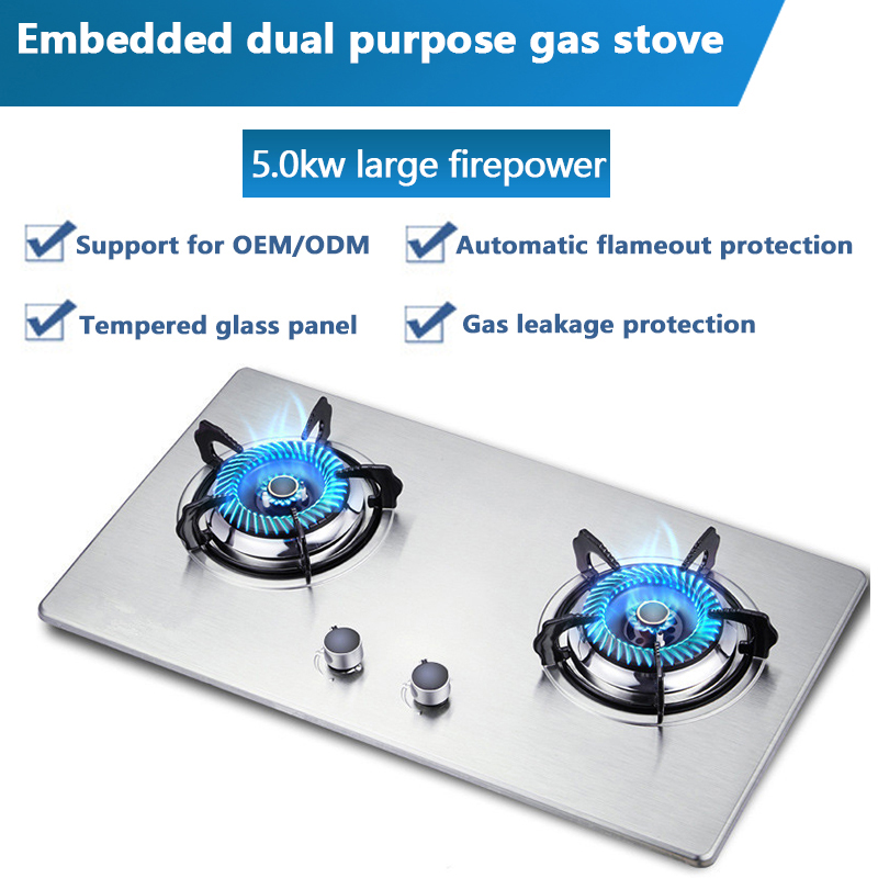 Embedded gas stove tempered glass countertop double-headed gas stove ...