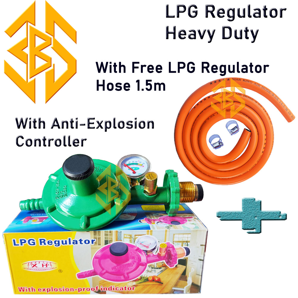 LPG Regulator with gauge and safety device Push Button XH Heavy Duty 1 ...