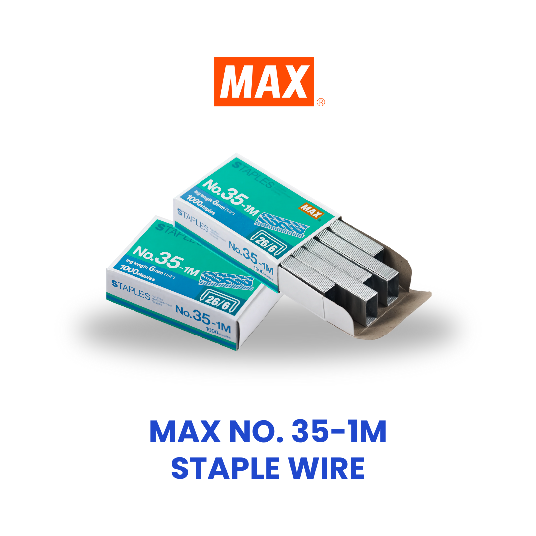 MAX No. 35-1M (26/6) Staple Wire - Durable Japanese Steel, Compatible with HD-50 Series Staplers ...
