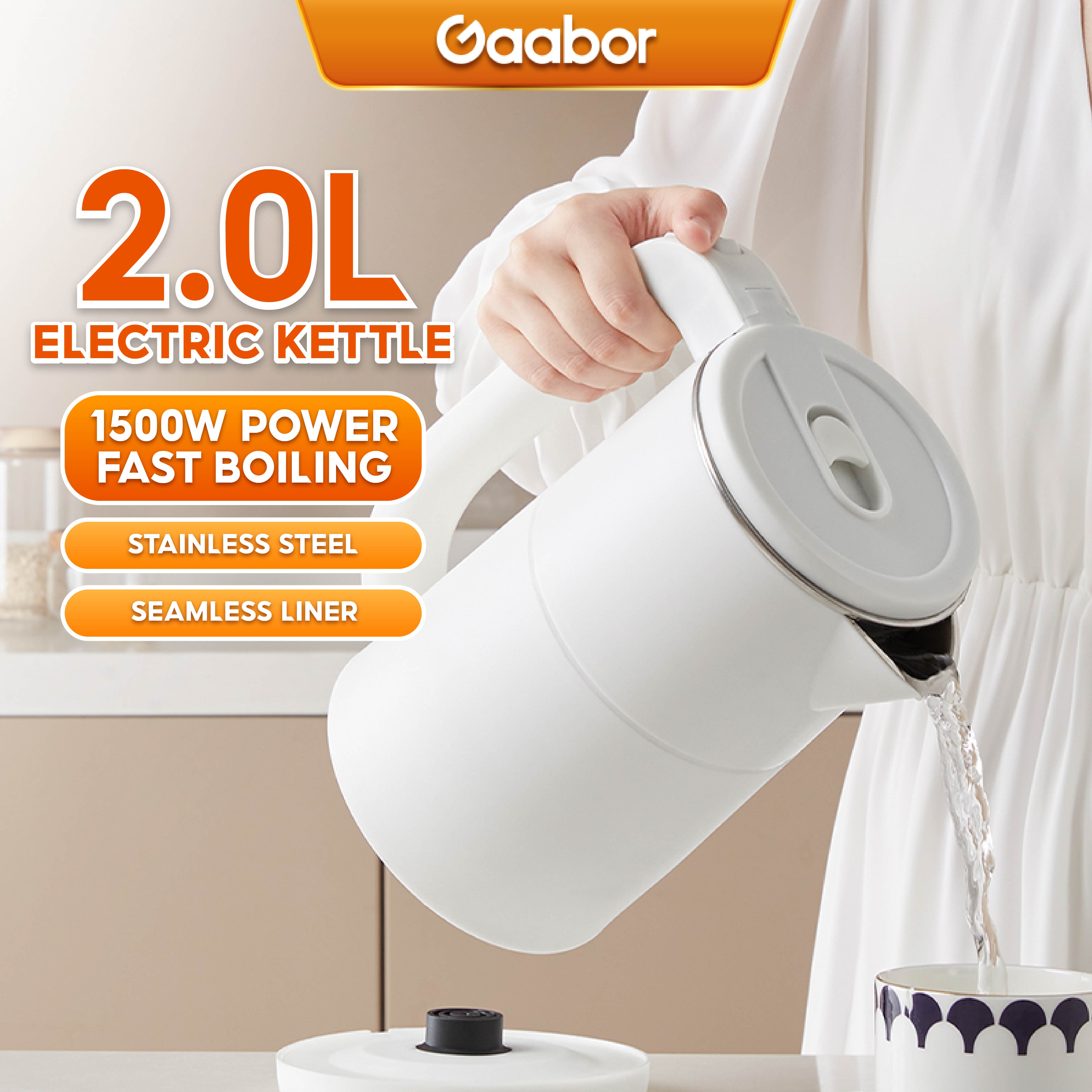 Gaabor Stainless Electric Kettle 2L 1500W Power Fast Boiling with Anti ...