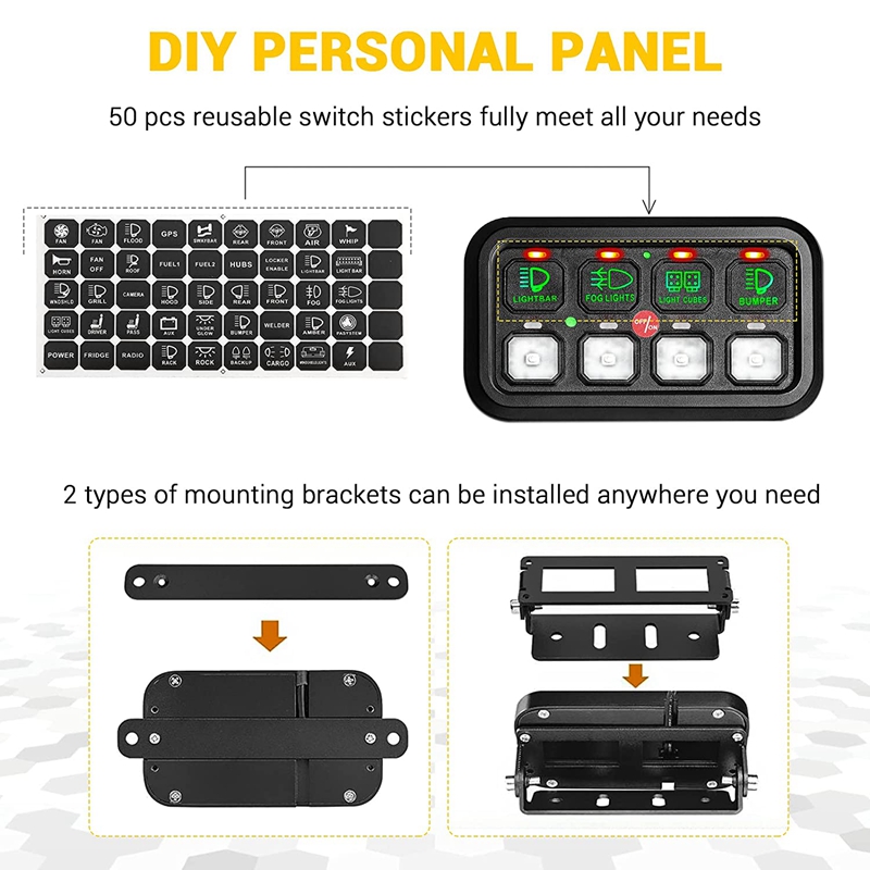 8 Gang Switch Panel Electronic Relay System Light Bar Switch Panel for ...