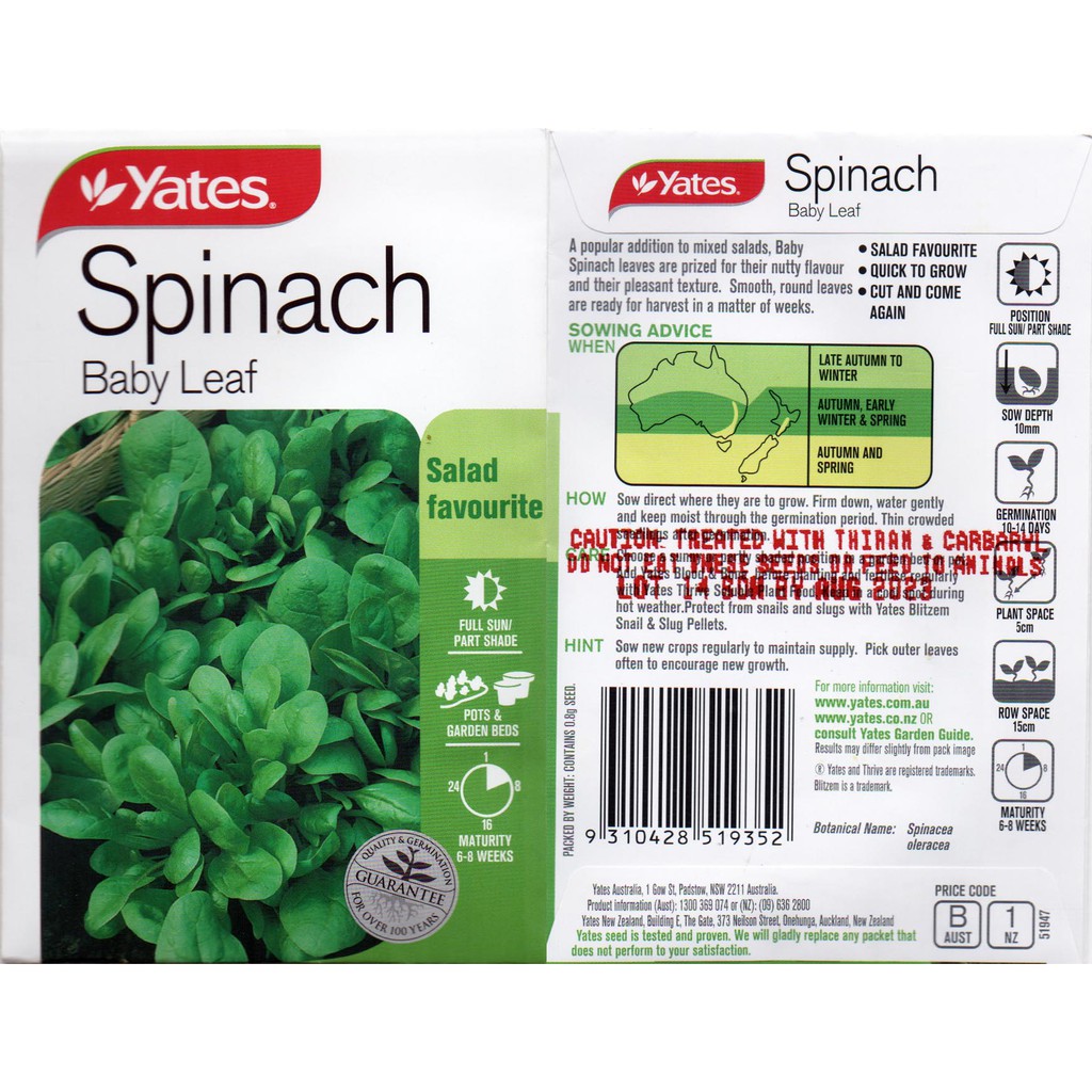 Yates YPV Seeds Spinach Baby Leaf⚘ | Lazada PH