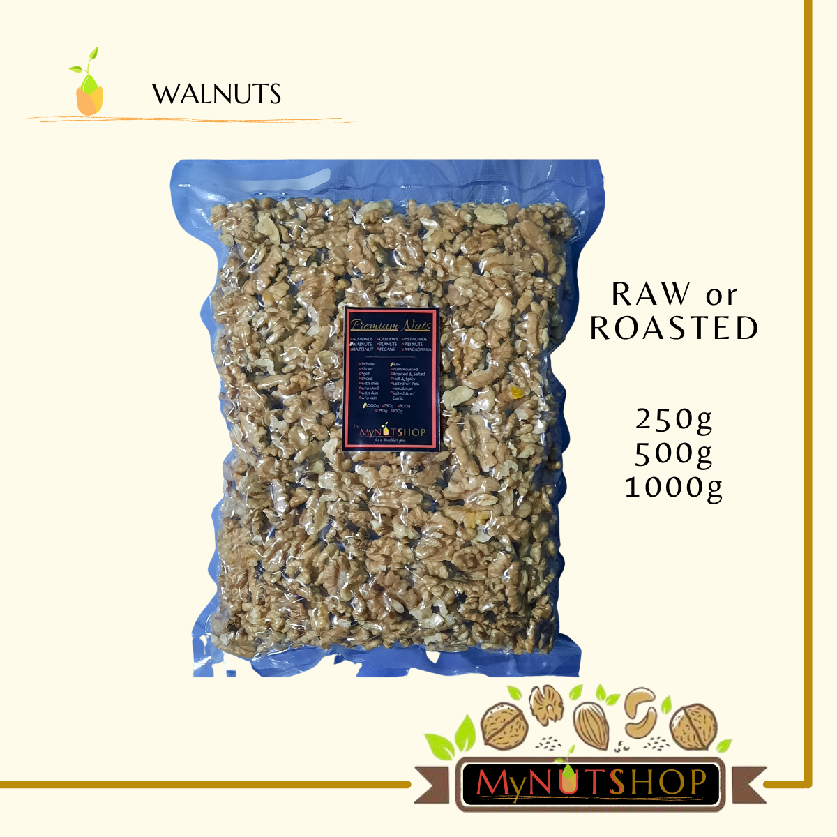 WALNUTS from the USA / Raw or Roasted / Ready to eat / in 1kg & 500g ...