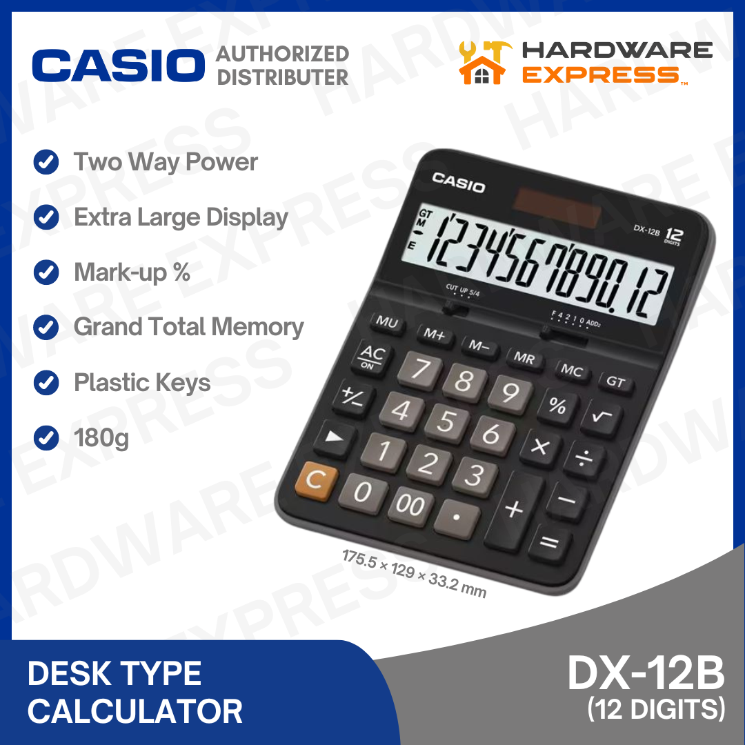Casio DX-120B / DX-12B Extra Large Display Desk Type Calculator (12 Digits) | Lazada PH