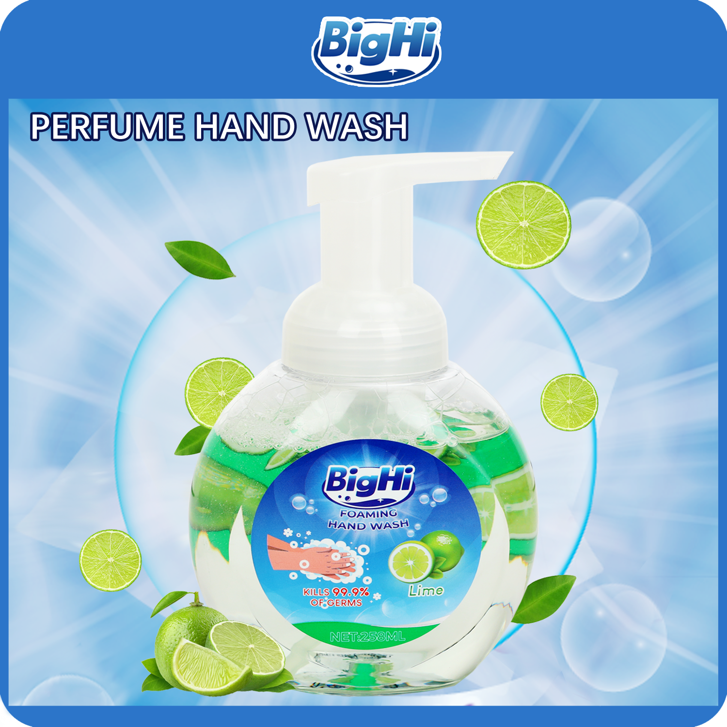 BigHi Foaming Hand Wash 258Ml Lime Scent Anti-Bacterial Liquid Hand ...