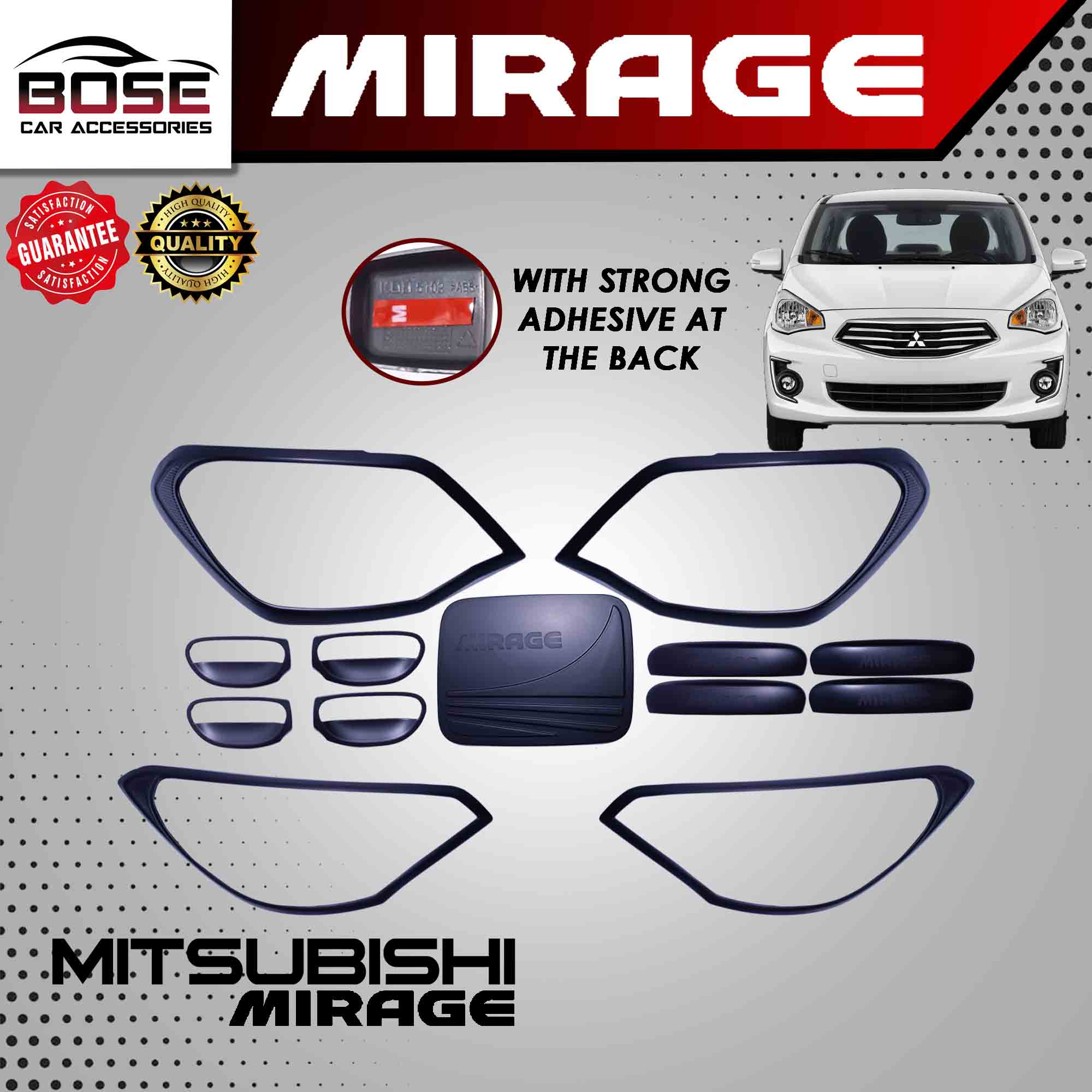 Mitsubishi Mirage G4 Sedan Garnish Set 2012 - 2017 Black / Chrome ...