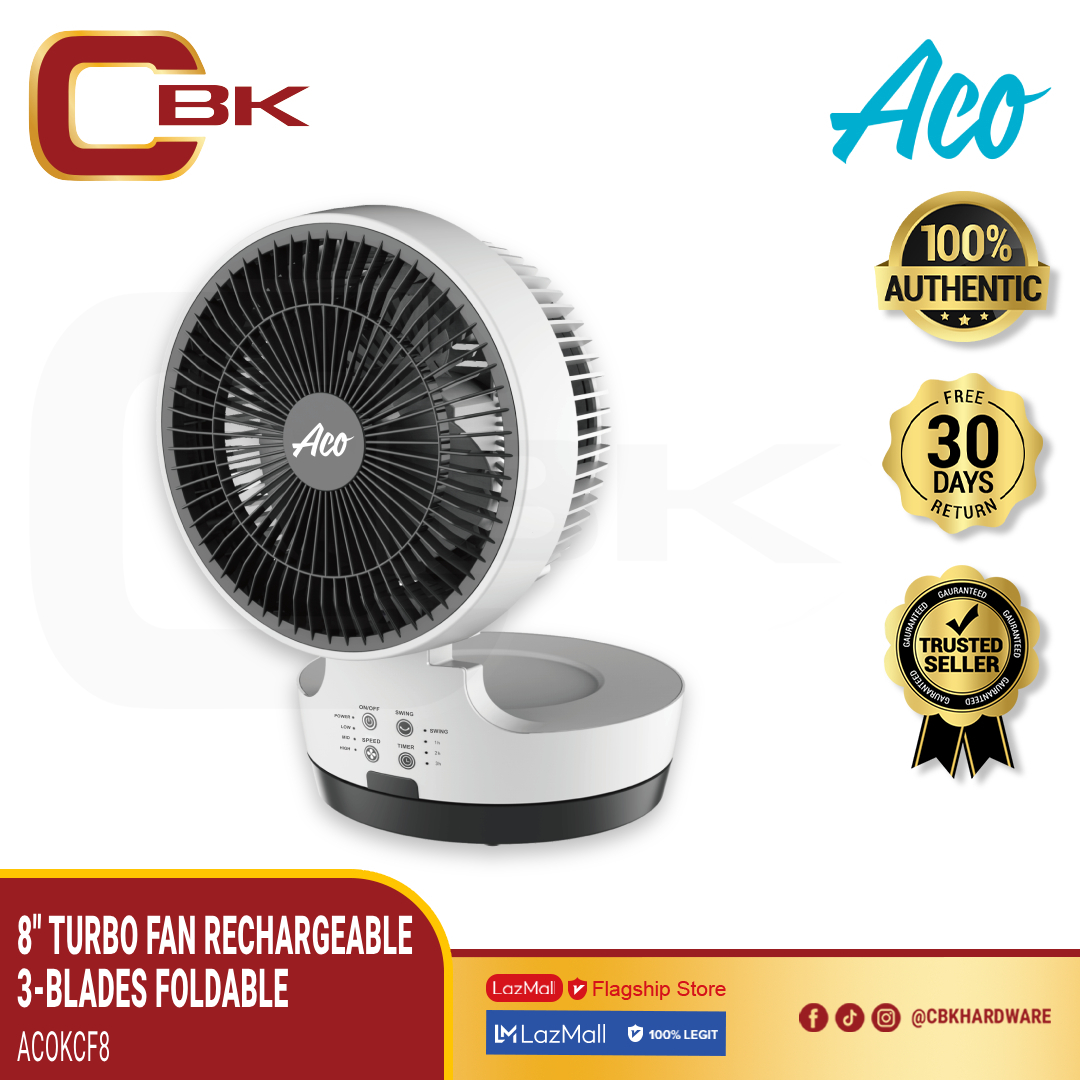 ACO ACOKCF8 CIRCULATION FAN TURBO FOLDABLE 8" - BLACK/WHITE | Lazada PH