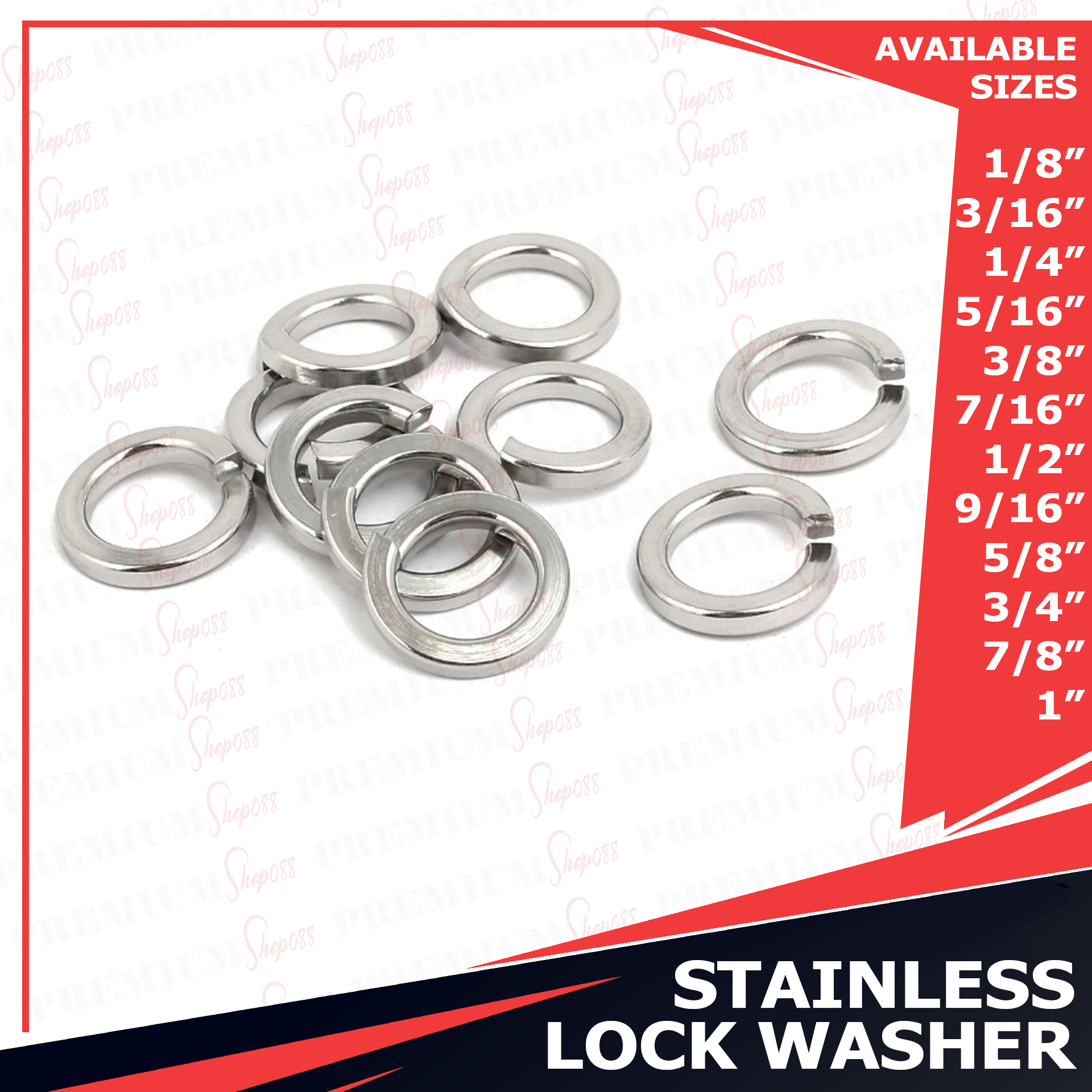 10pcs 1/8 3/15 1/4 5/16 3/8 1/2 9/16 5/8 3/4 7/8 1 1-1/8 Stainless Lock ...