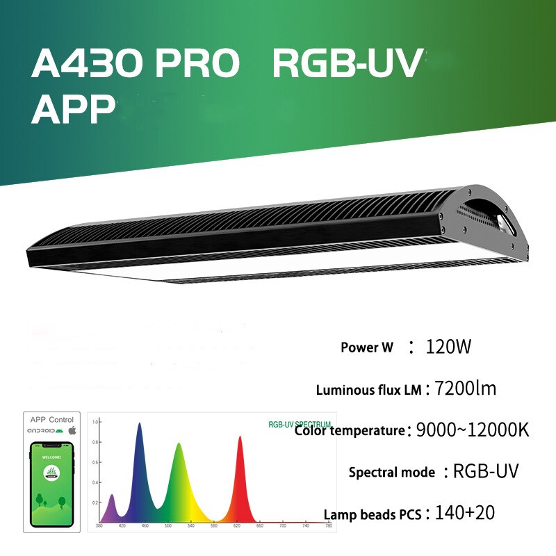 WEEK AQUA A430 Pro 120W Aquatic Freshwater Fish Tank Water Plant Light ...