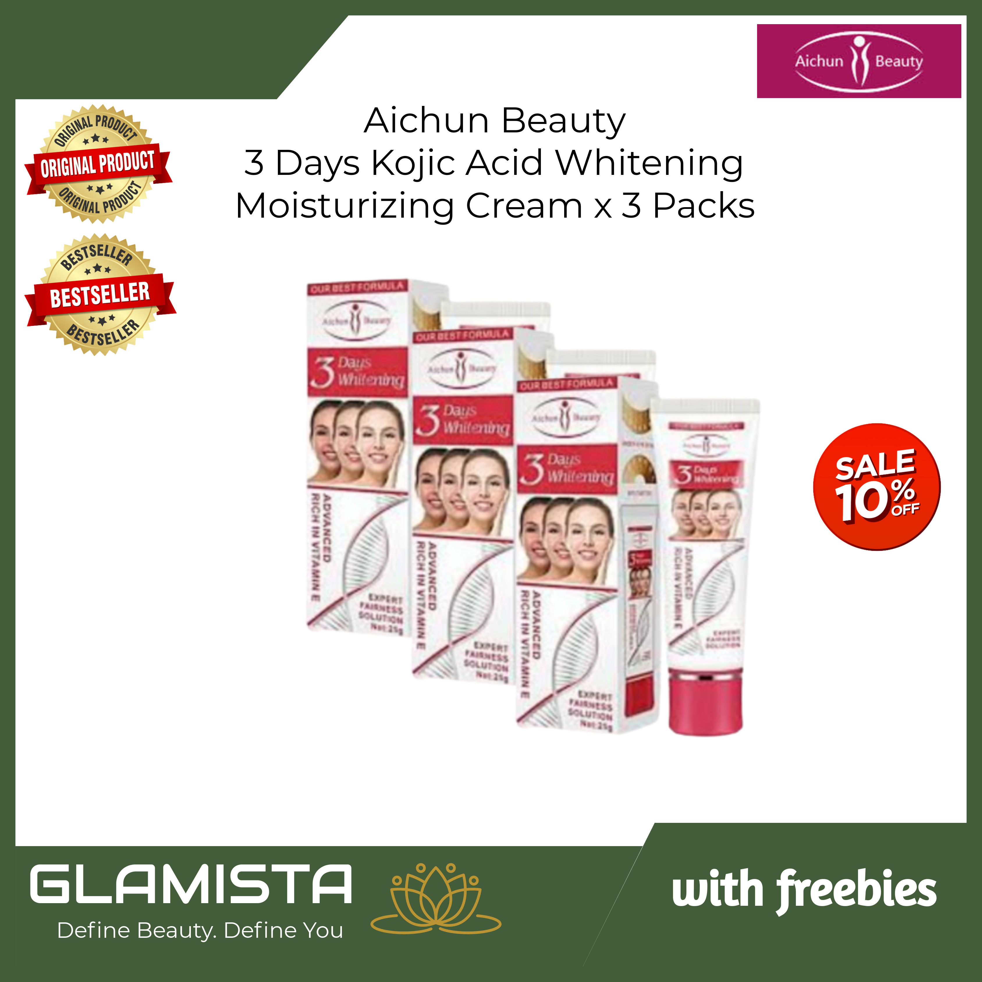 GLAMISTA Aichun Beauty 3 Days Kojic Acid Whitening Moisturizing Cream ...