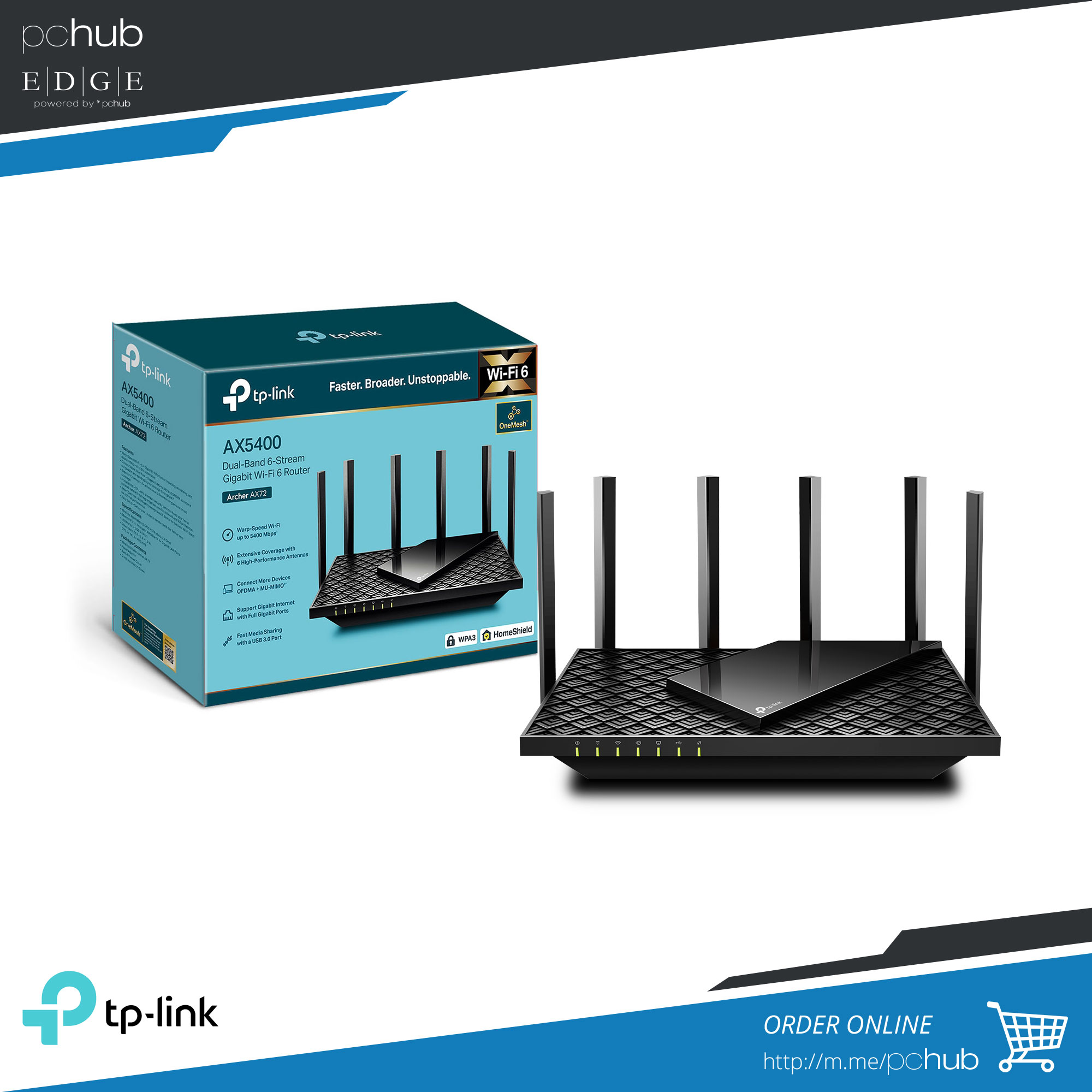 PChub | TPLink Archer AX72, router, WiFi6 AX5400, dual band, gigabit, 6 ...