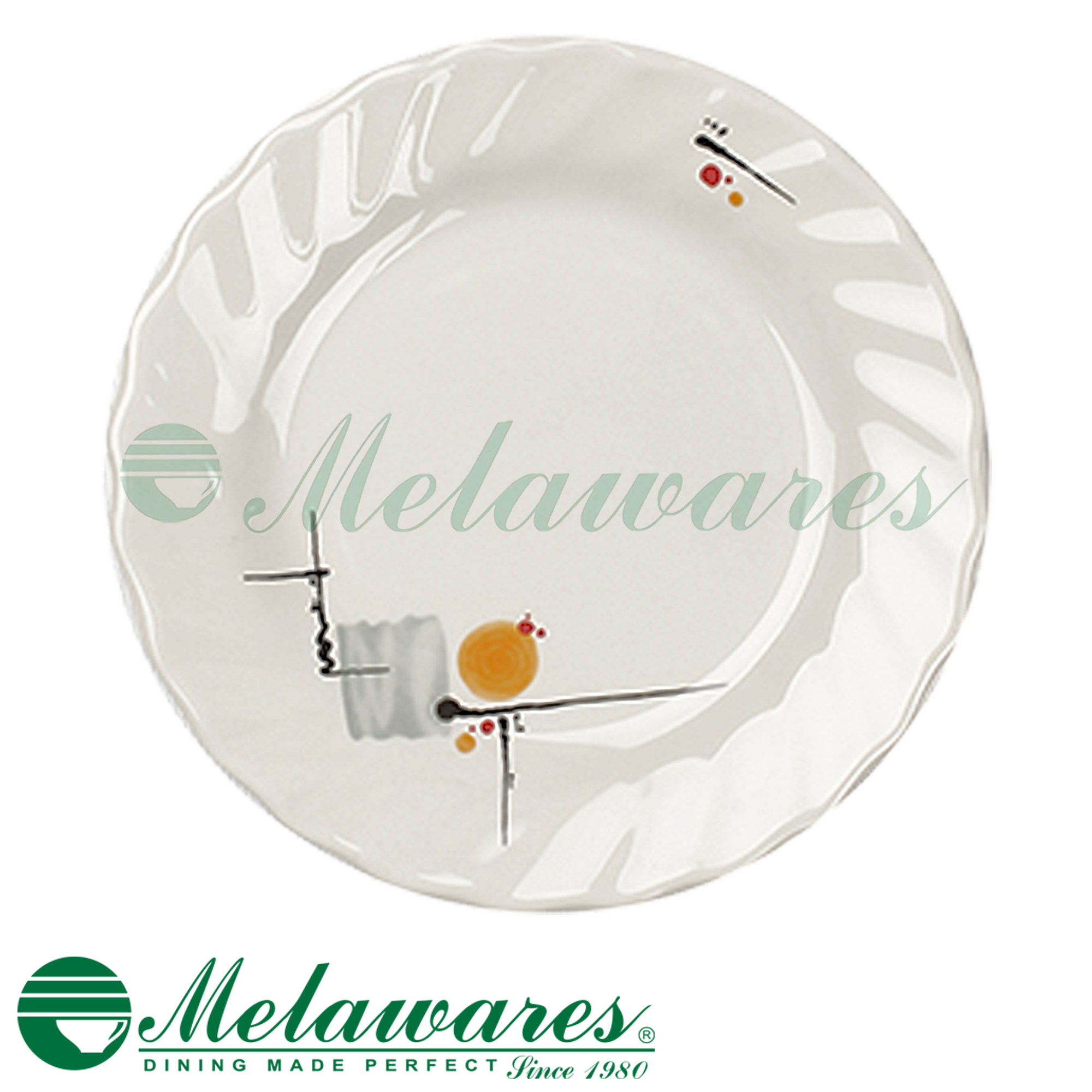 Melawares 6pc 9 inch Morning Sun Round Dinner Plate with Groove Set ...