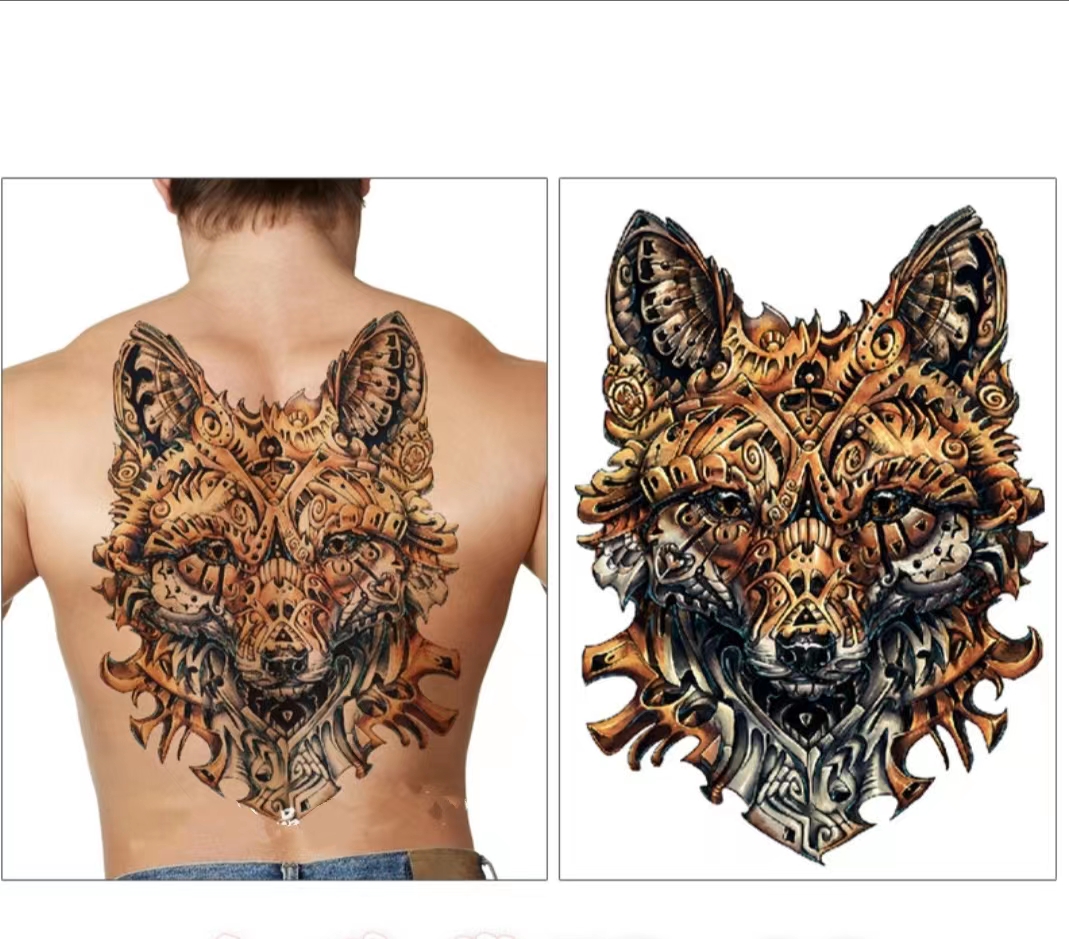 Big Large size Full Back Chest Tattoo Large Tattoo Stickers Fish Wolf ...