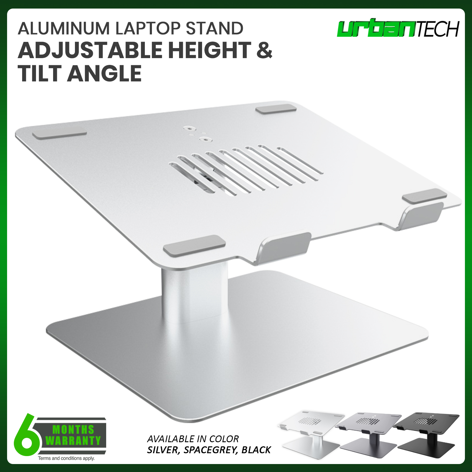 Aluminum Laptop Stand with Adjustable Height and Angle for up to 17 ...