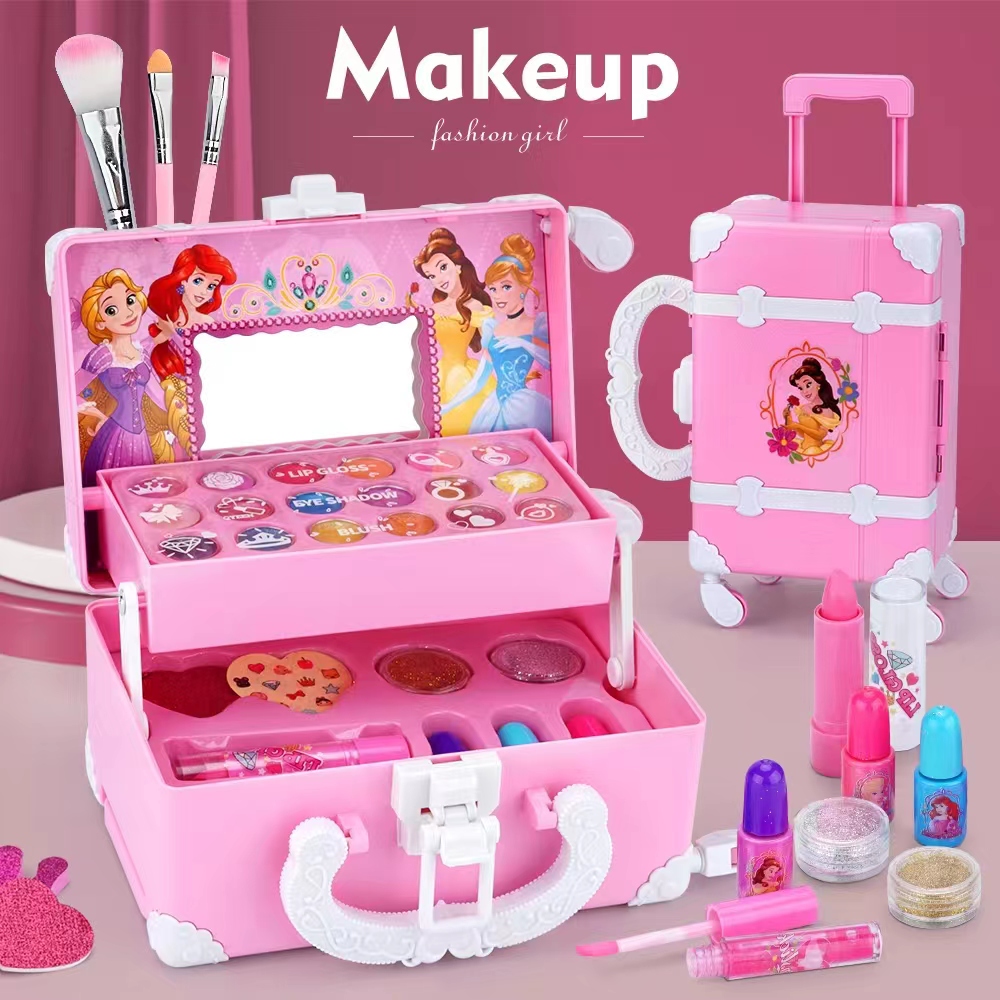 Kids Makeup Kit for Girl Washable Makeup Set Toy with Real Cosmetic Box ...