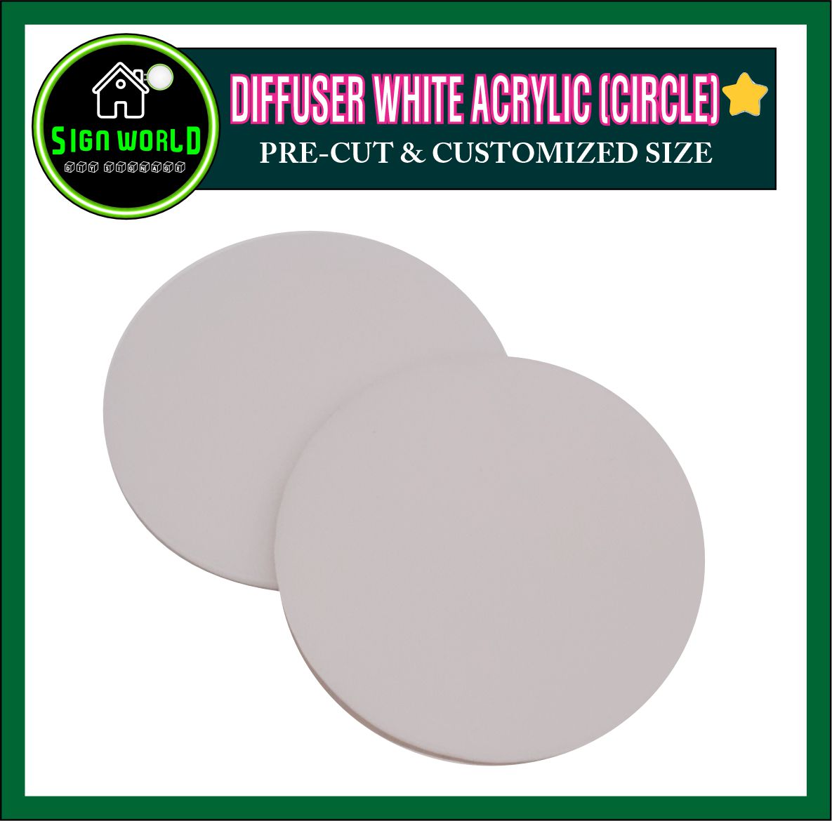Circle Round White Diffuser Acrylic Sheet Pre Cut & Customized Size ...