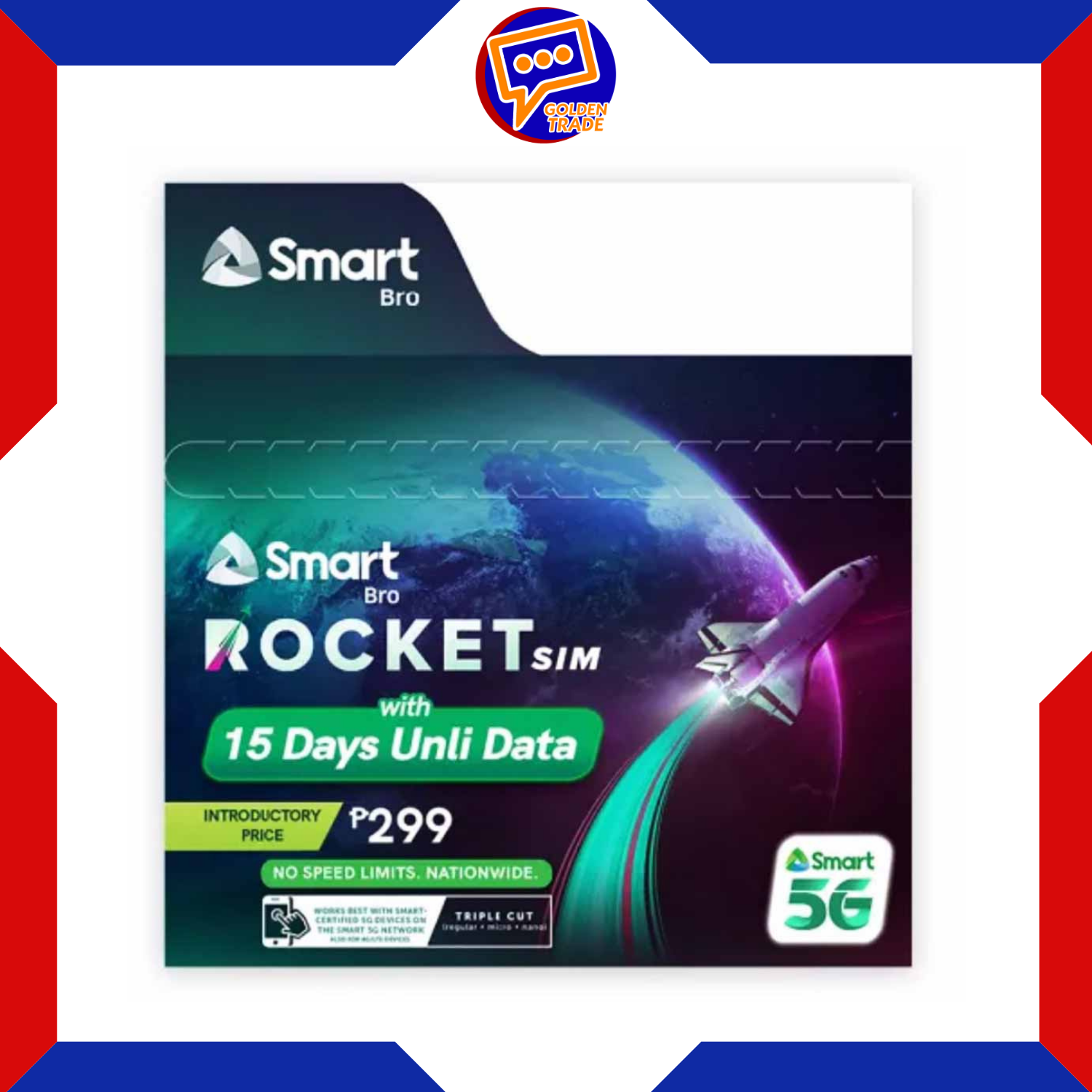 Smart Bro Rocket Sim 299 w/ UNLI DATA 15 days | Lazada PH