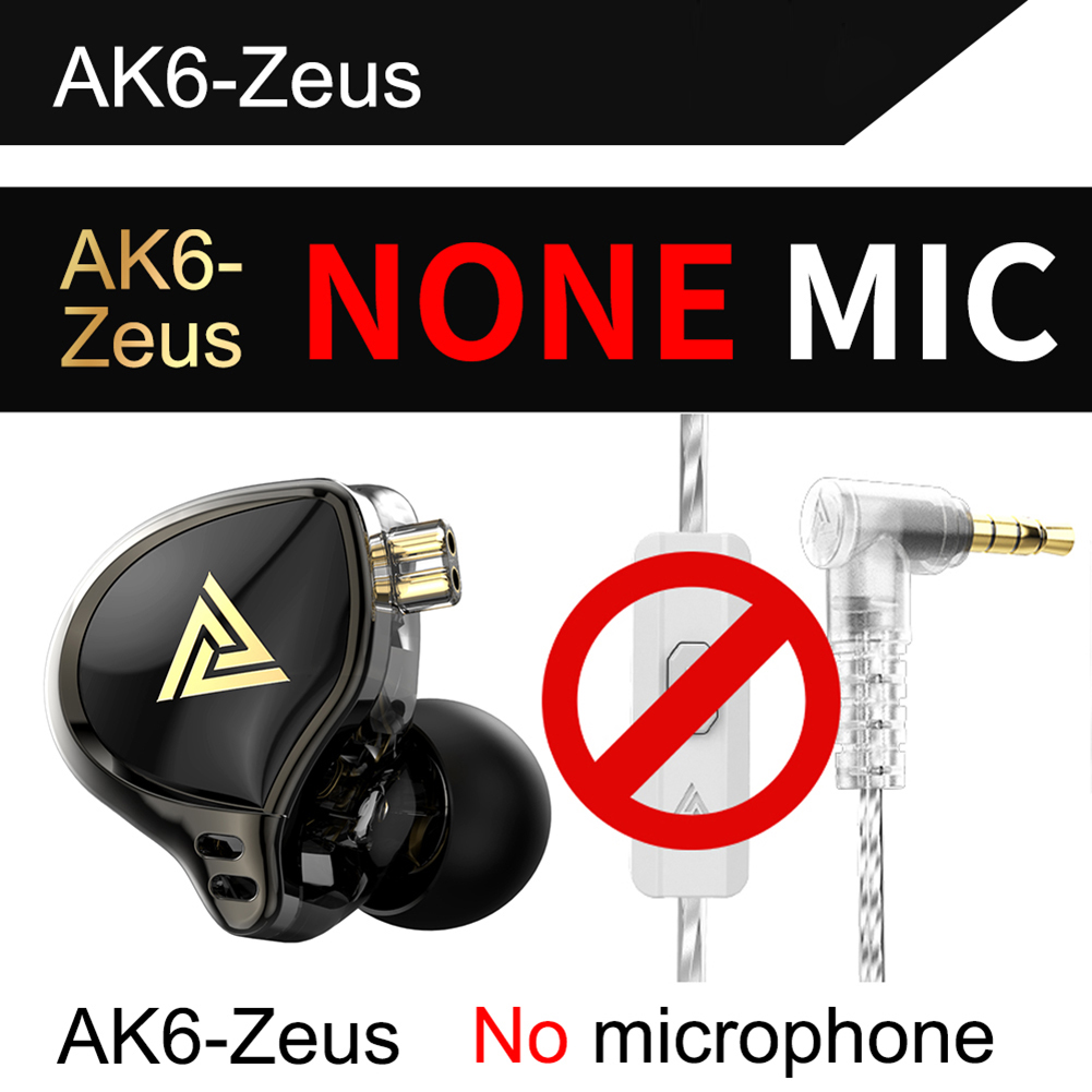 QKZ AK6 Zeus Wired HiFi Best In Ear IEMs Earphones Bass Dynamic Driver ...