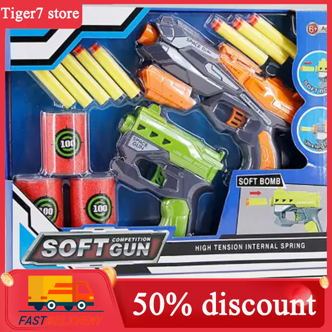 【Ready stock】NERF SOFT BULET GUN 2 PIECES WITH TARGET TOY GUN FOR KIDS ...