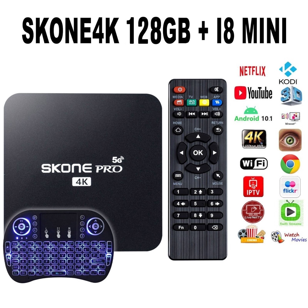 Skone Android TV Box 10.1 OS Latest KD S905W 4K 2.4GHz WIFI Quad Core ...