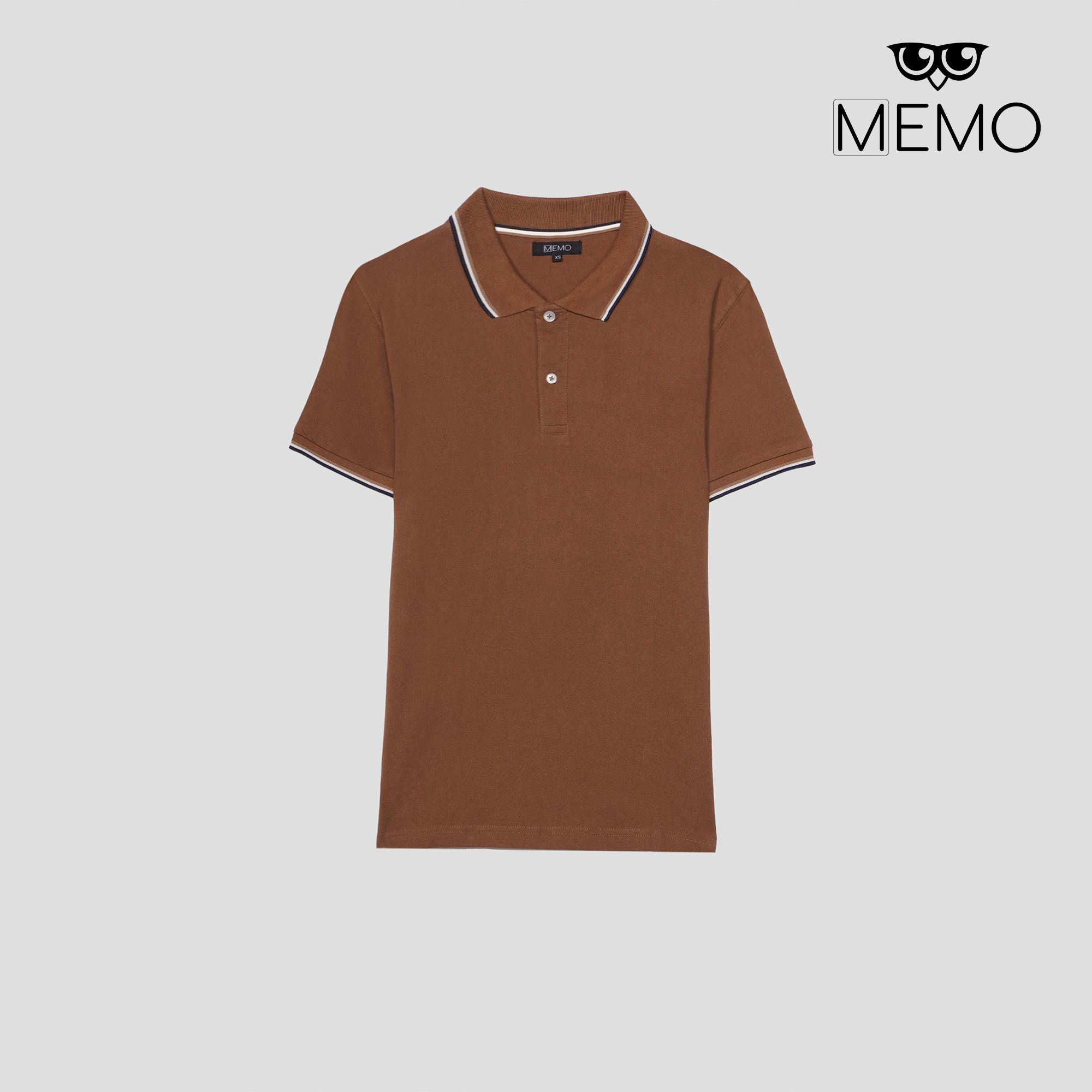 Memo Slim Fit Polo With Tipping For Men (Beige/Brown/Navy Blue) | Lazada PH