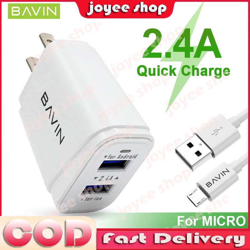 BAVIN Fast Charger PC529 2.4A Dual USB Output Charger for Android & iOS ...