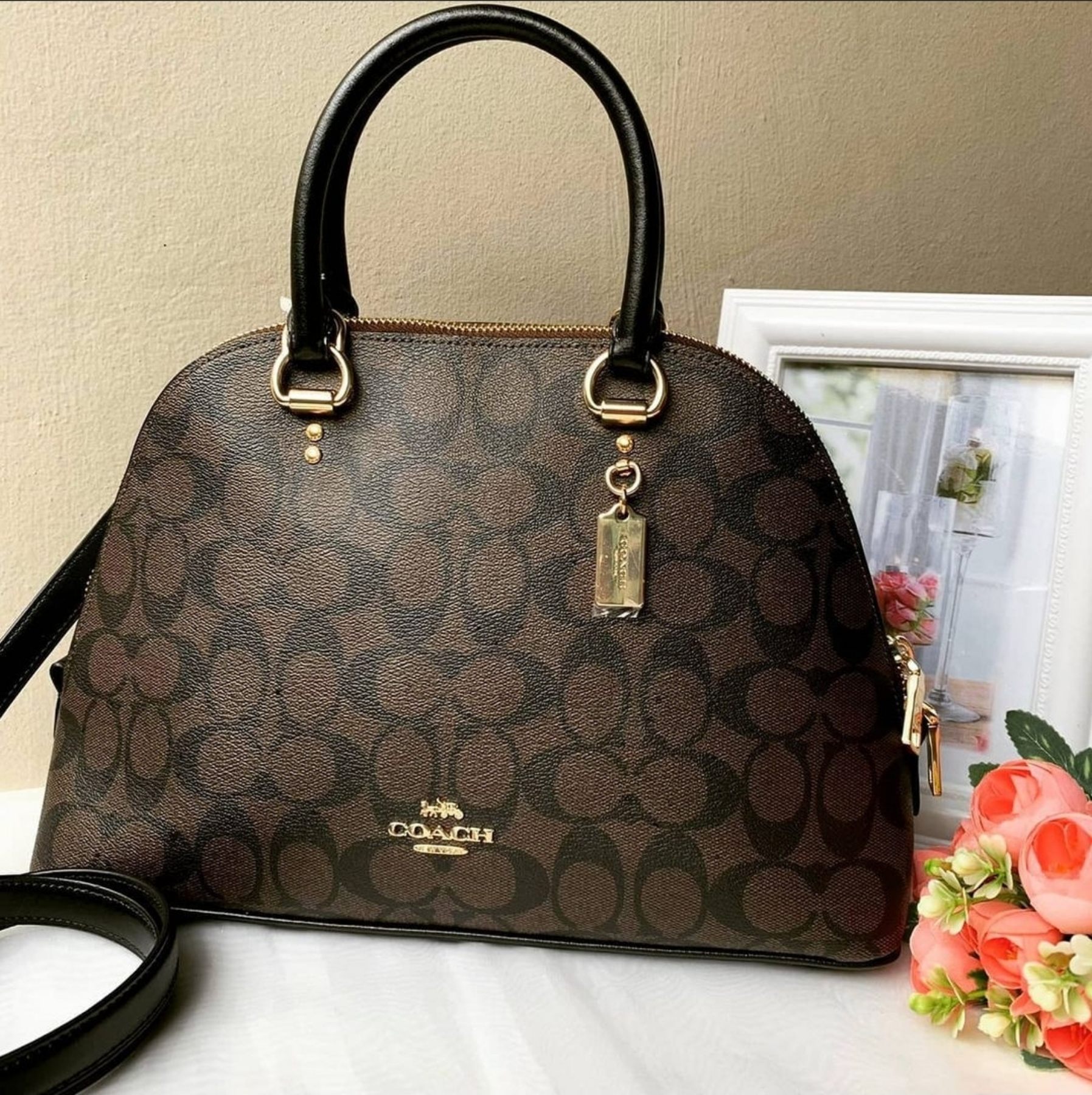 NWT COACH 2558 Katy Satchel In Signature Canvas Leather 1941 Red $350 ...