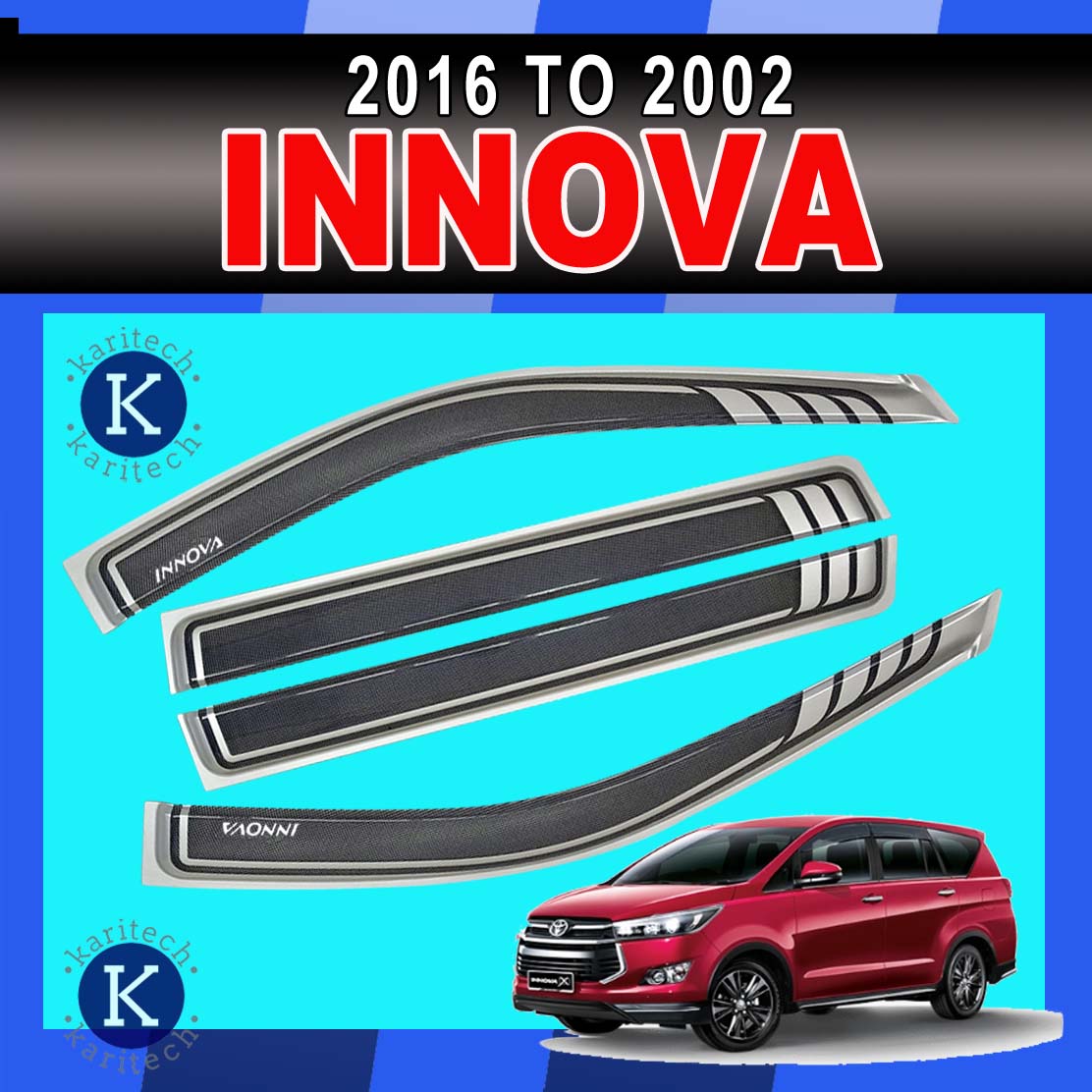 Blacknet Rain Visor for Toyota Innova 2016 2017 2018 2019 2020 2021 ...