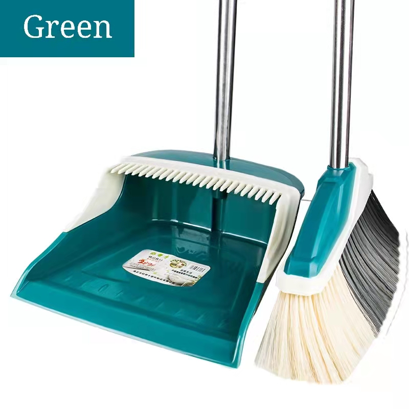 Broom Dustpan Combo Set Standing Dustpan Broom with Stainless Long ...