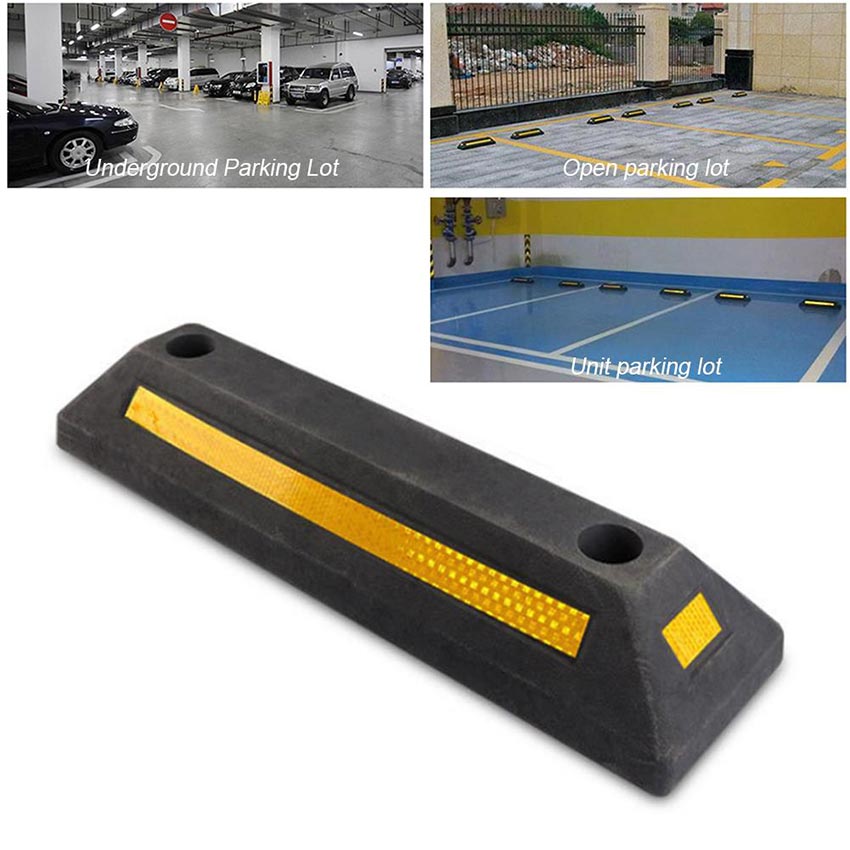 Heavy Duty Rubber Parking Stoppers Limiter Garage Car Tires Stop ...